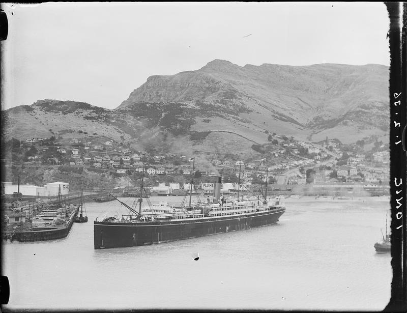 Glass plate: SS IONIC (1902) on Lyttelton harbour, 1st Feb 1936 - New ...