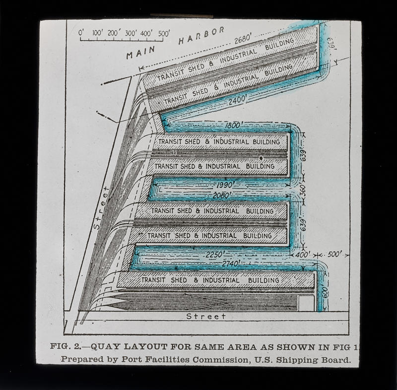 Lantern slide: Diagram of Quay layout. U. S. Shipping Board - New ...