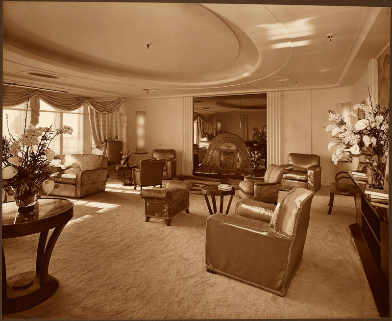 Photograph: Drawing room on QSMV DOMINION MONARCH (1939) - New Zealand ...
