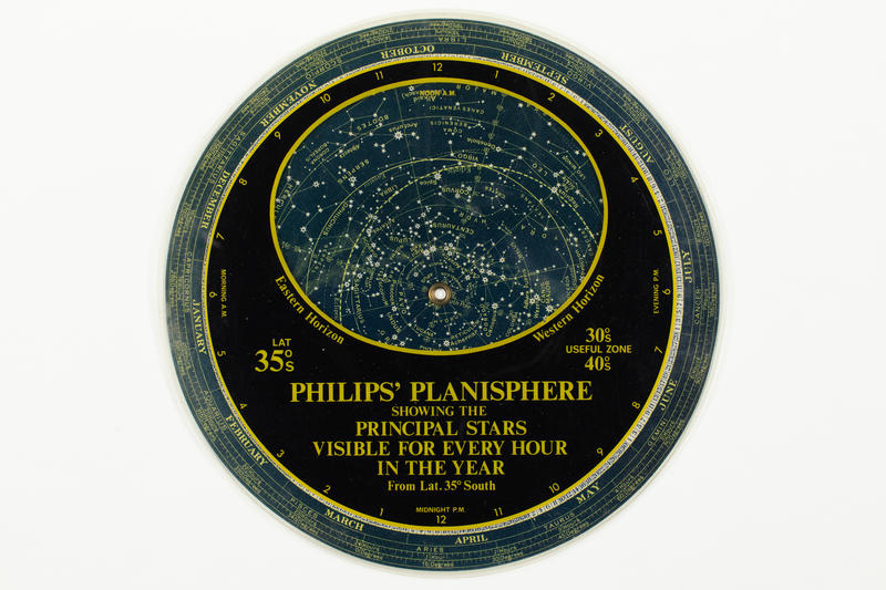 Philips' planisphere showing the principal stars visible for every hour ...