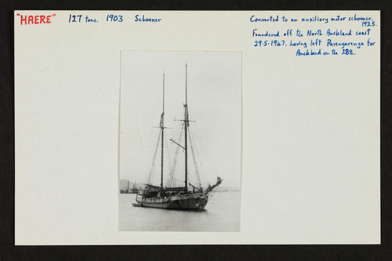 Index card - New Zealand Maritime Museum