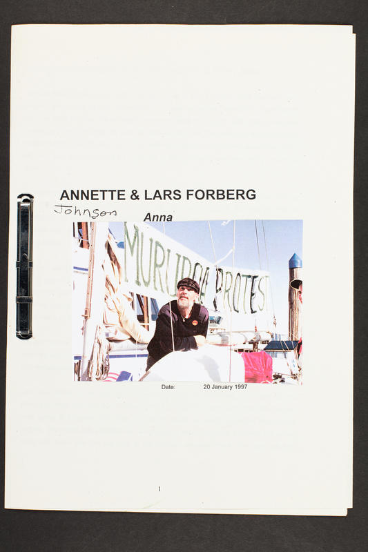 Interview transcript: Annette Johnson & Lars Forberg, Moruroa Pacific ...