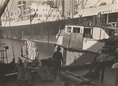 Photograph: EMPIRE STAR cargo ship, port side view at wharf, Waitematā ...