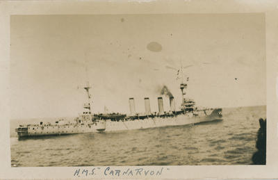 Postcard: Armoured cruiser HMS CARNARVON (1905), 1916 - New Zealand ...