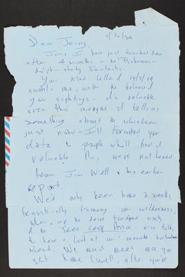 Letter: From Wade and Jan Doak to Gerry Clark - New Zealand Maritime Museum