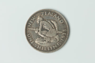 Coin: New Zealand one shilling, 1935 - New Zealand Maritime Museum