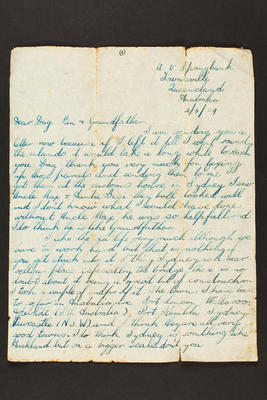 Letter from Elliston Dunn to his family from MV SPRINGBANK (1926) while ...