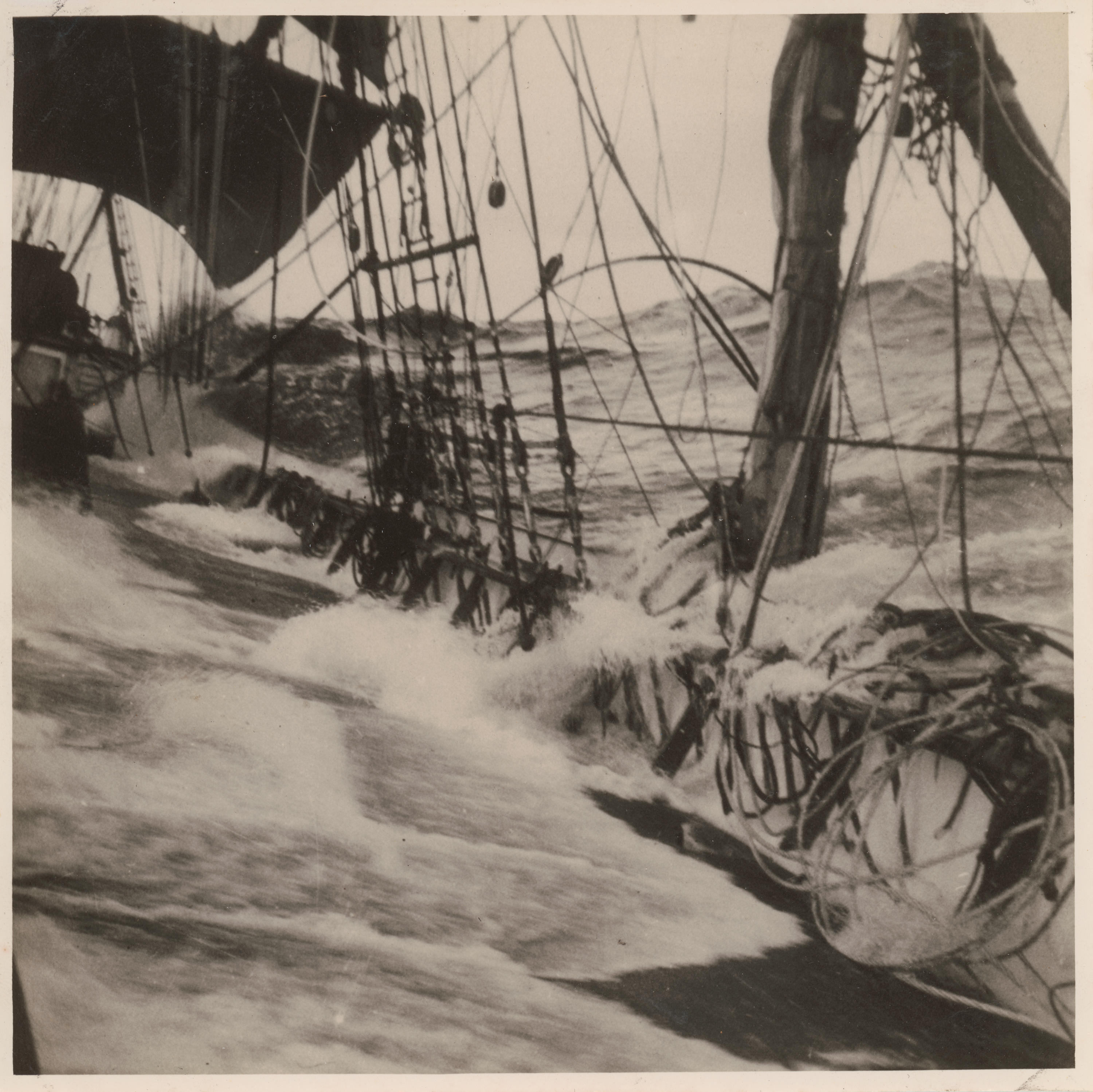 Photograph: Wave crashing over deck of ship at sea - New Zealand ...