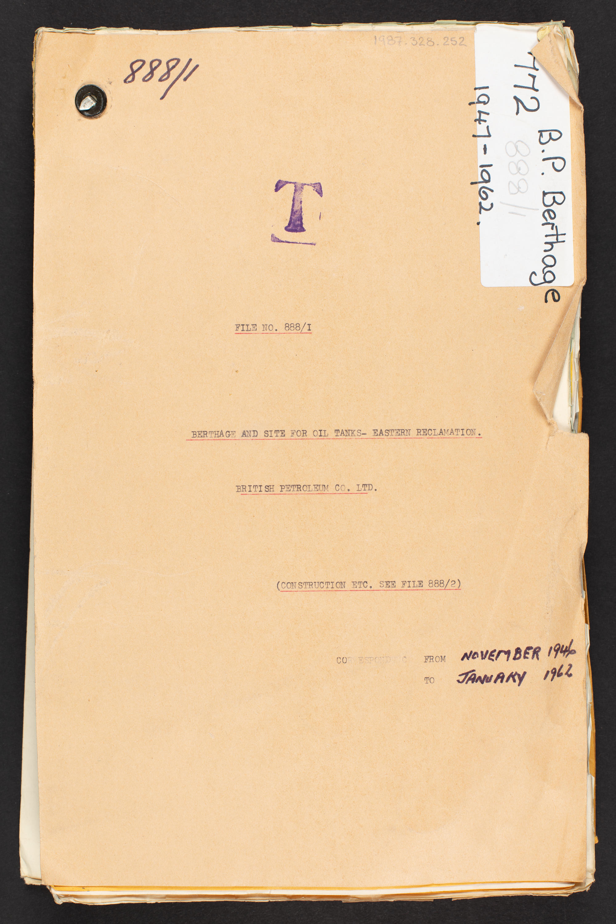 Folder: 149/772 - BP Berthage, 1947-1962, 1948-1979, 1979-1983 ...