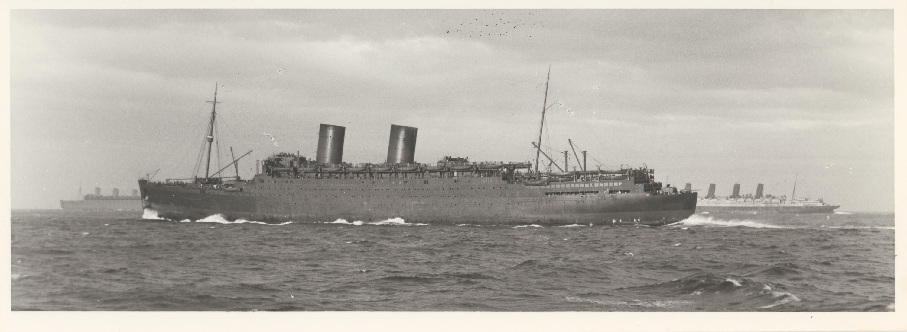 Photograph: Three passenger steam ships at sea, [possibly World War Two ...