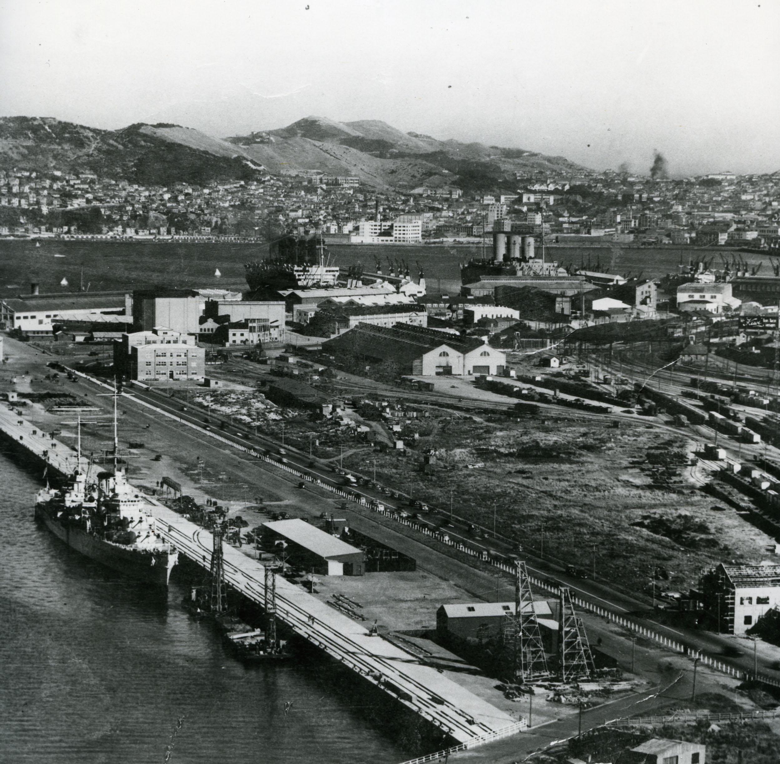 Photograph: Aotea Quay and the railway yards from Wadestown, showing ...