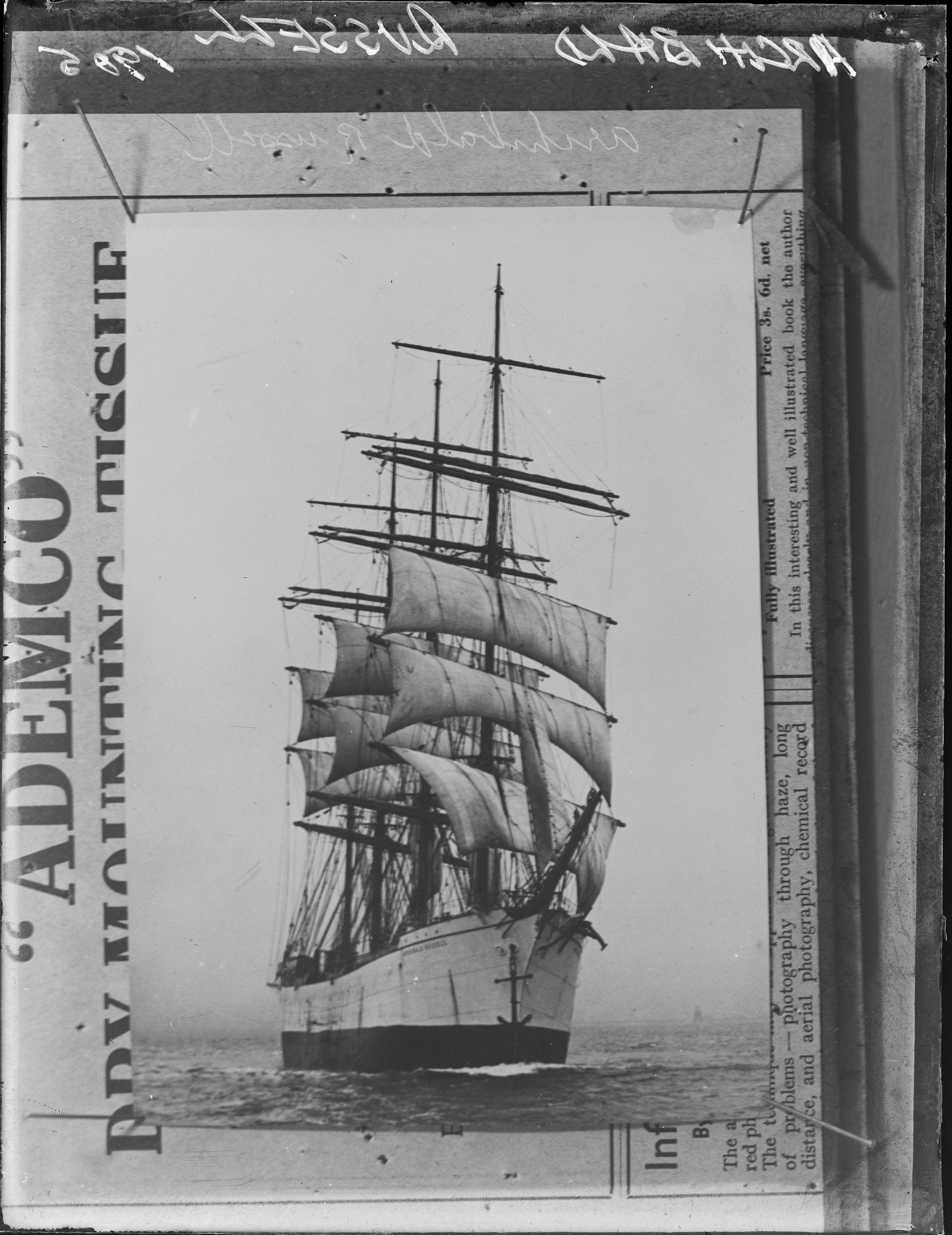 Glass plate: Barque ARCHIBALD RUSSELL (1905) - New Zealand Maritime Museum