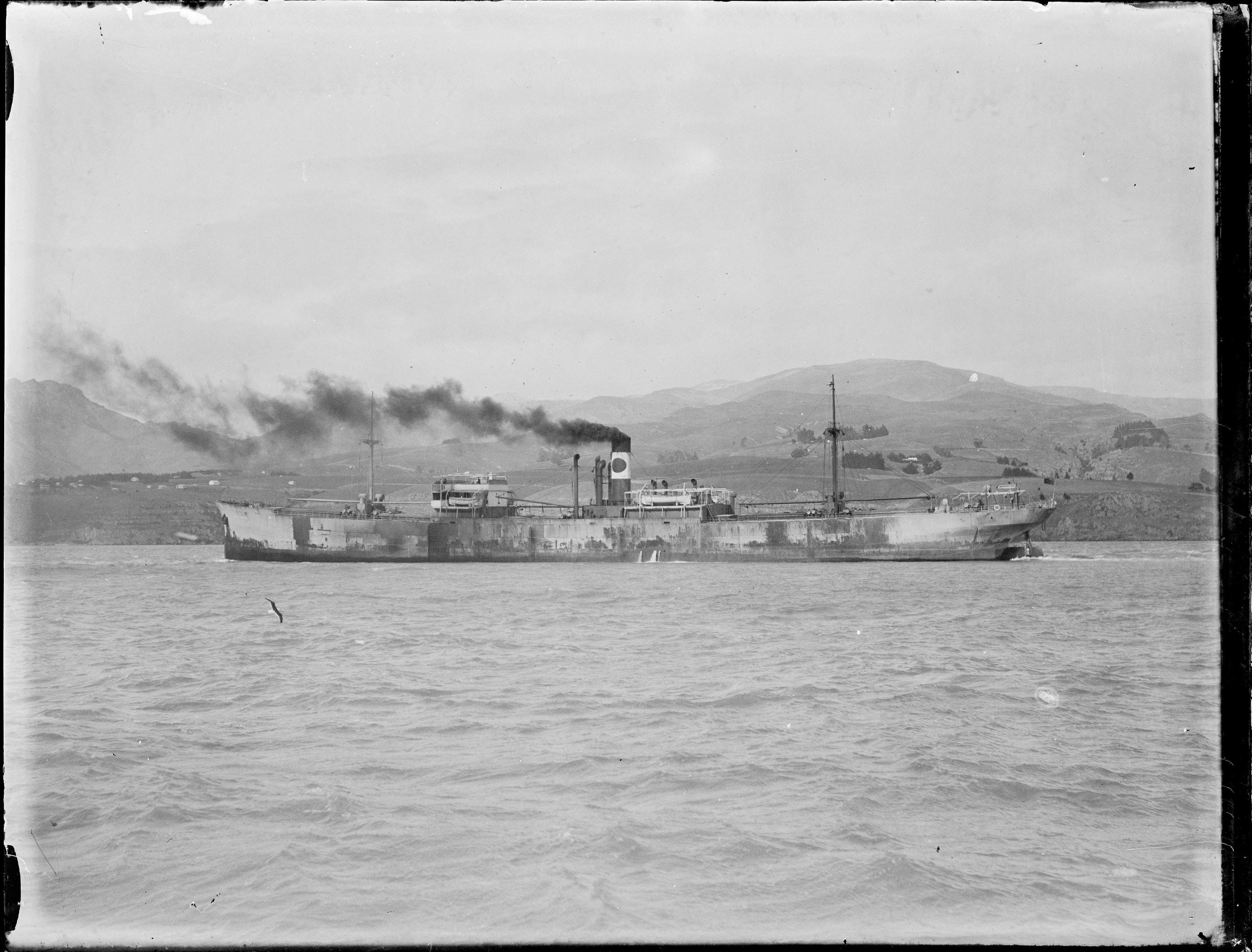 Glass plate: Tramp steamer WELCOMBE (1930) on Lyttelton Harbour - New ...
