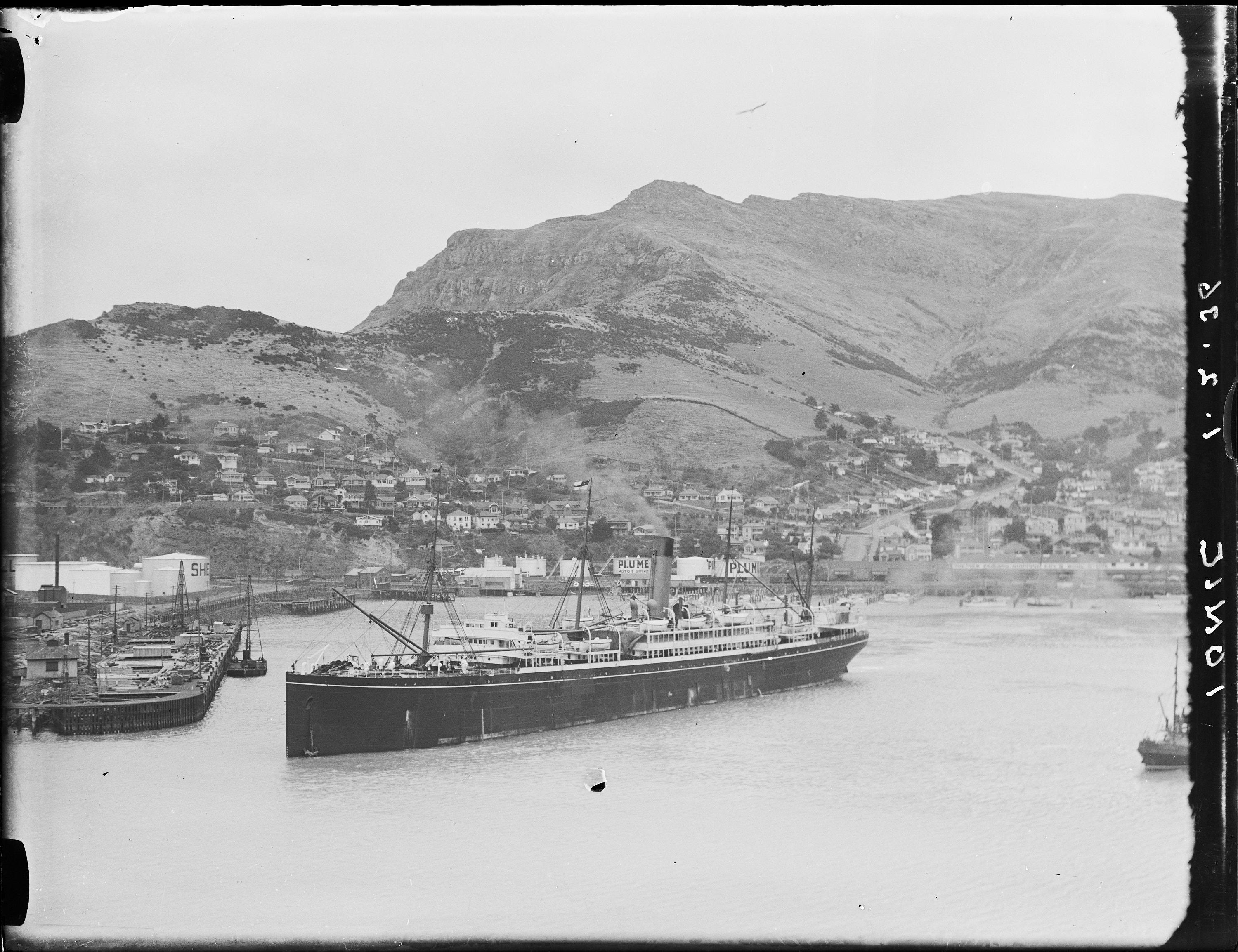 Glass plate: SS IONIC (1902) on Lyttelton harbour, 1st Feb 1936 - New ...