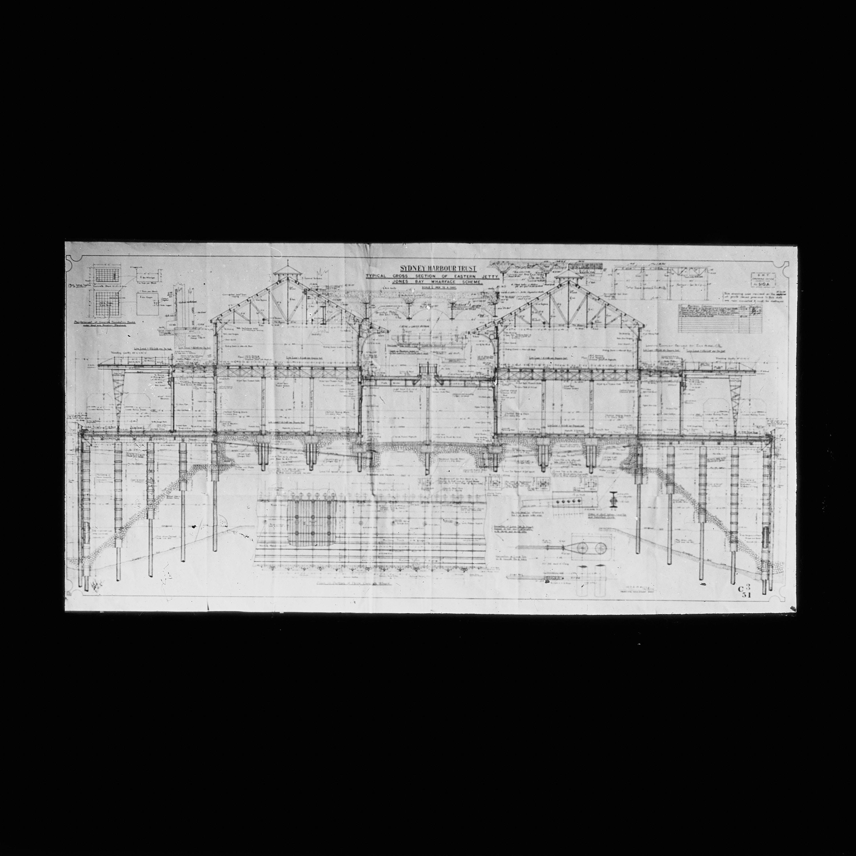 Lantern slide: Plan, "Sydney Harbour Trust, typical cross section of ...