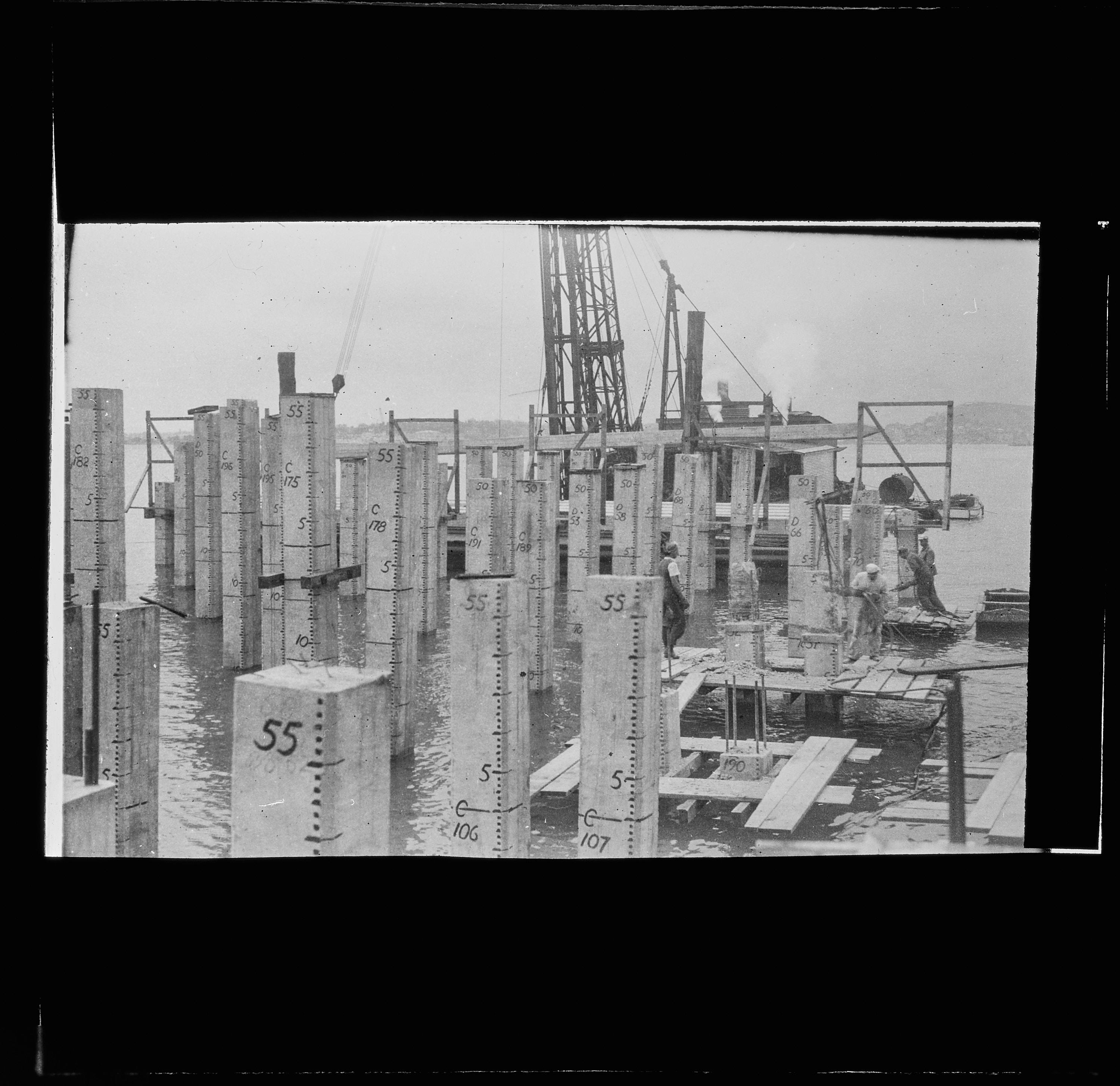 Lantern slide: Form and frame work used for pile construction - New ...