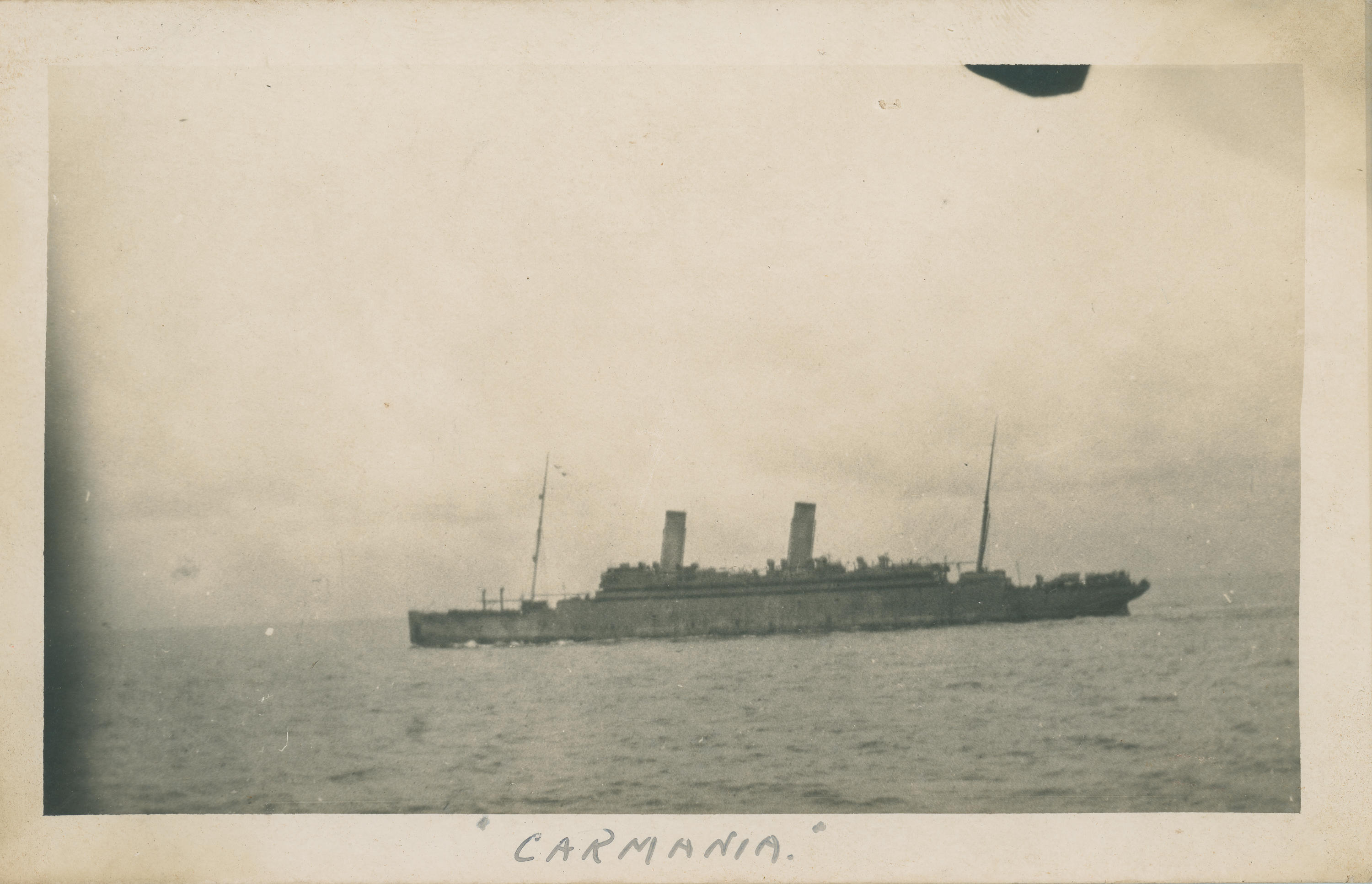 Postcard: RMS CARMANIA (1905) at sea - New Zealand Maritime Museum