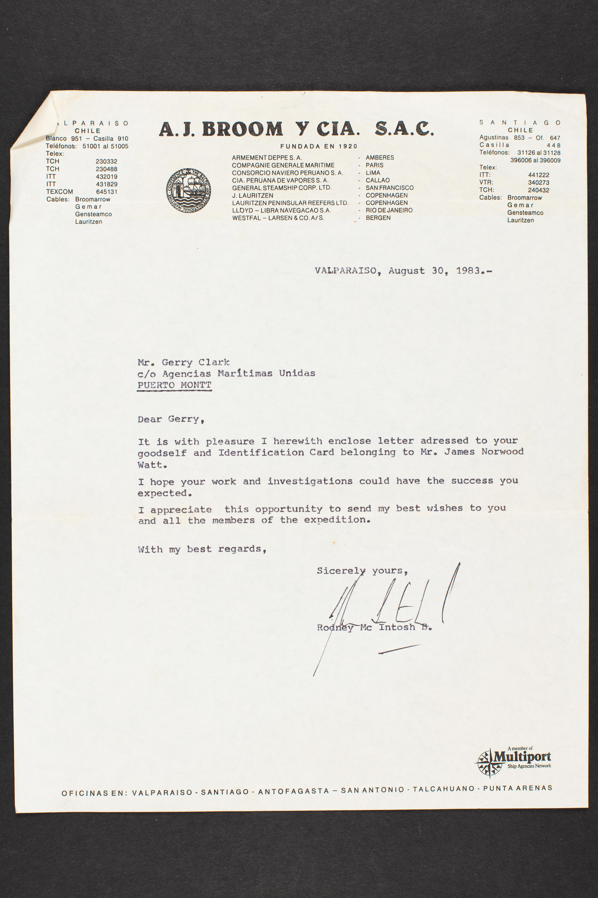 Letter: To Mr. Gerry Clark from Rodney B. McIntosh, 30 Aug 1983 - New ...