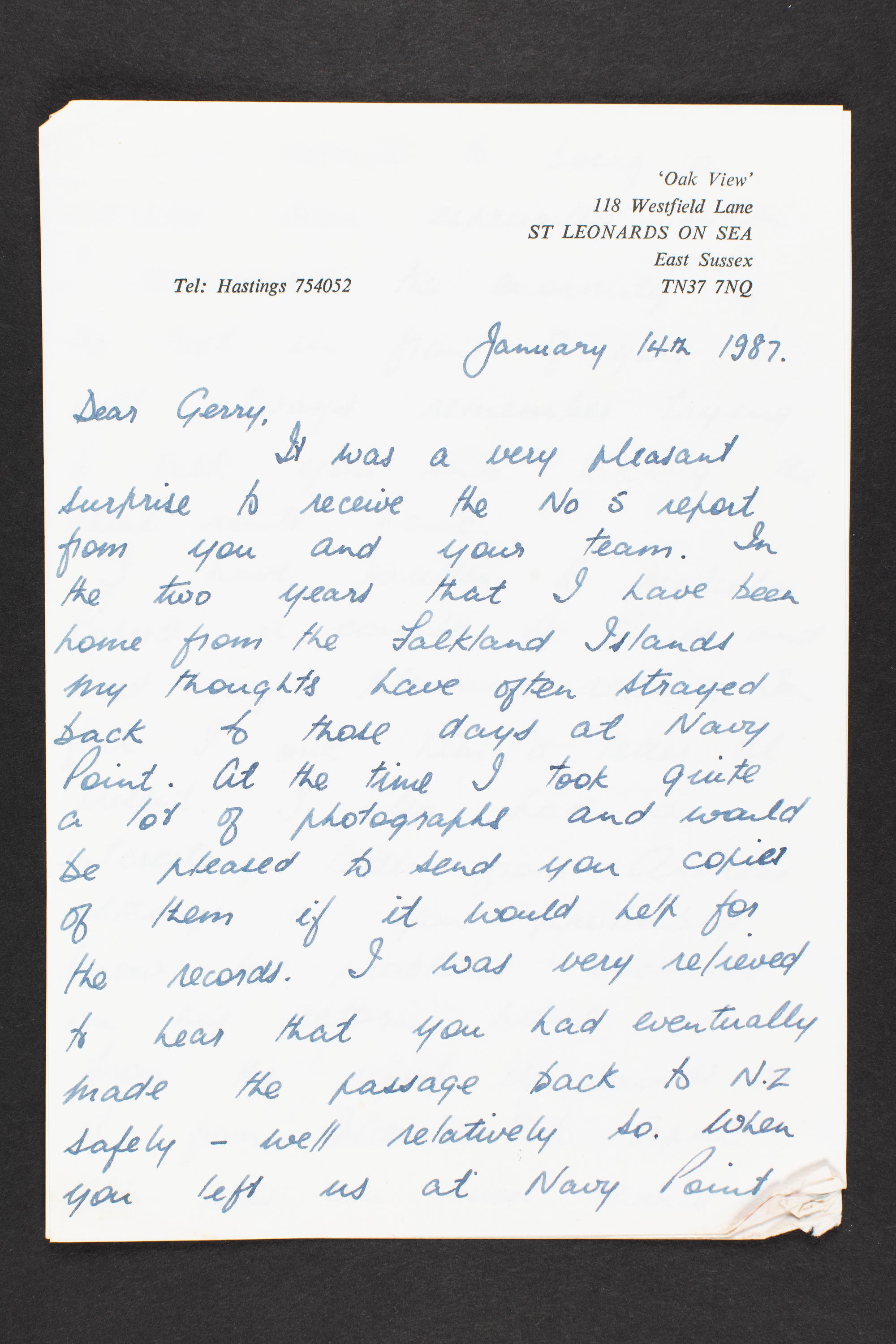Letter: From [Joey] Atkins to Gerry Clark, 14 Jan 87 - New Zealand ...