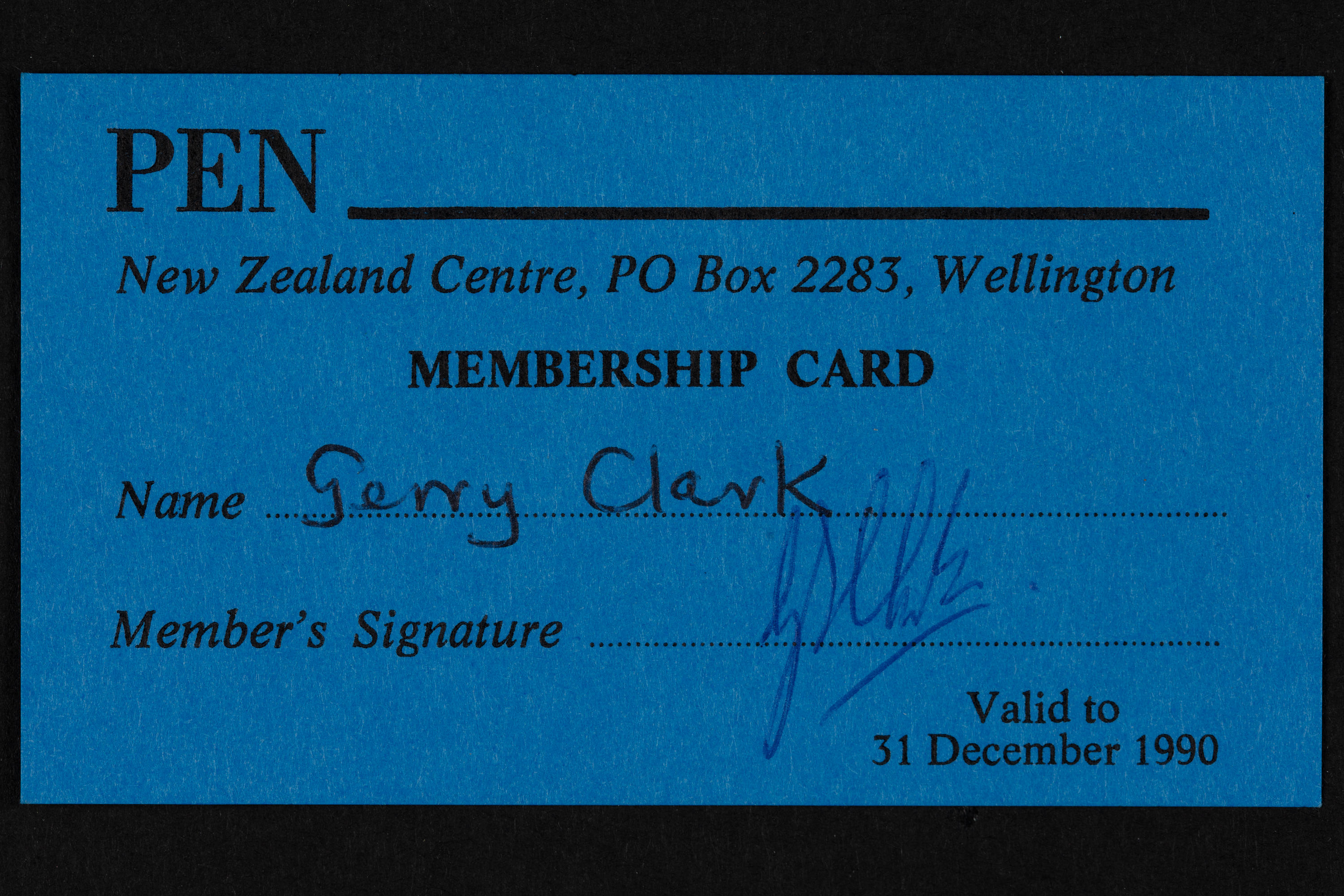 Membership card: The New Zealand Society of Authors Te Puni Kaituhi o ...