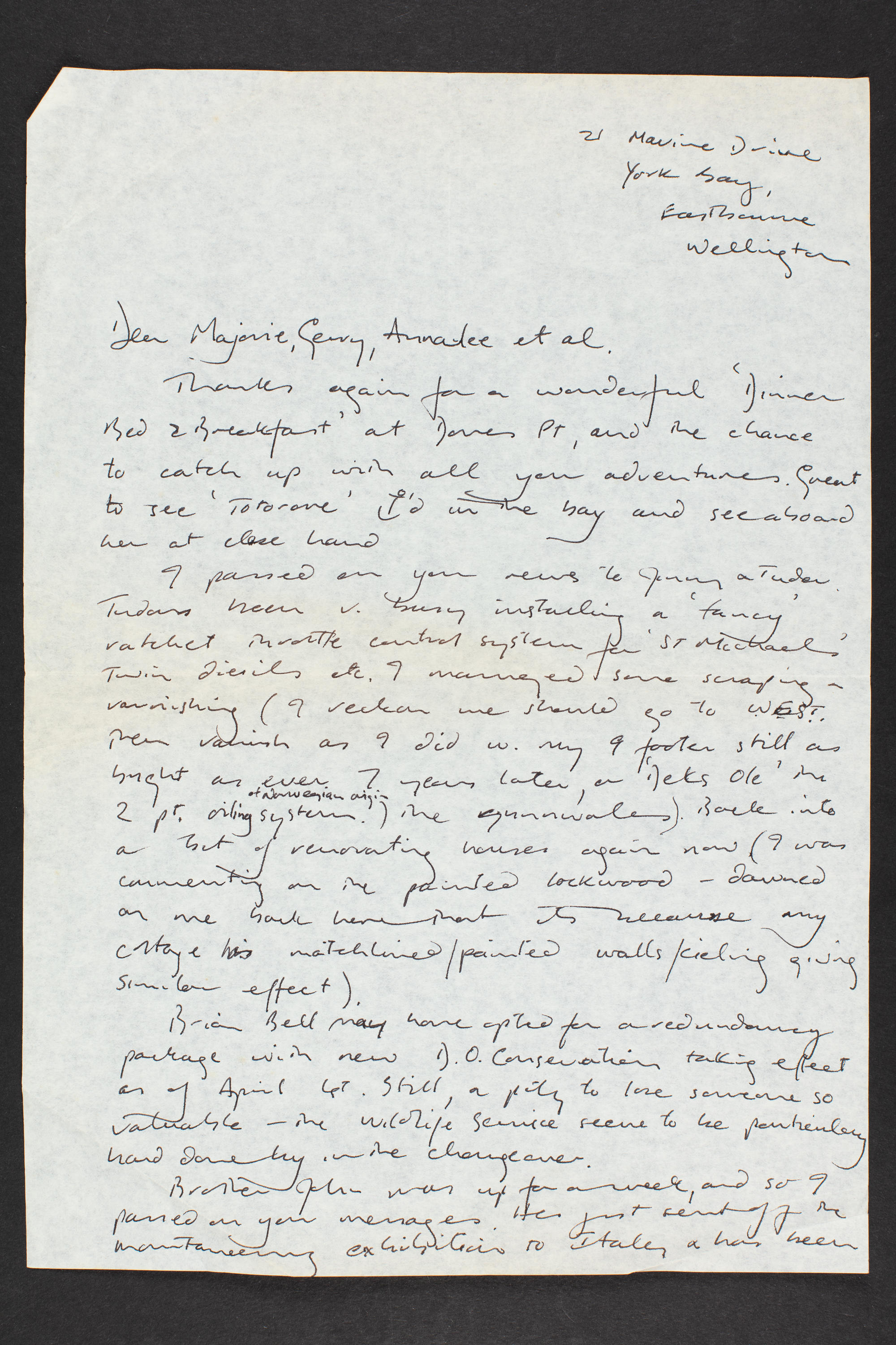 Letter: From Sam to Marjorie, Gerry, Annalee Clark et al - New Zealand ...