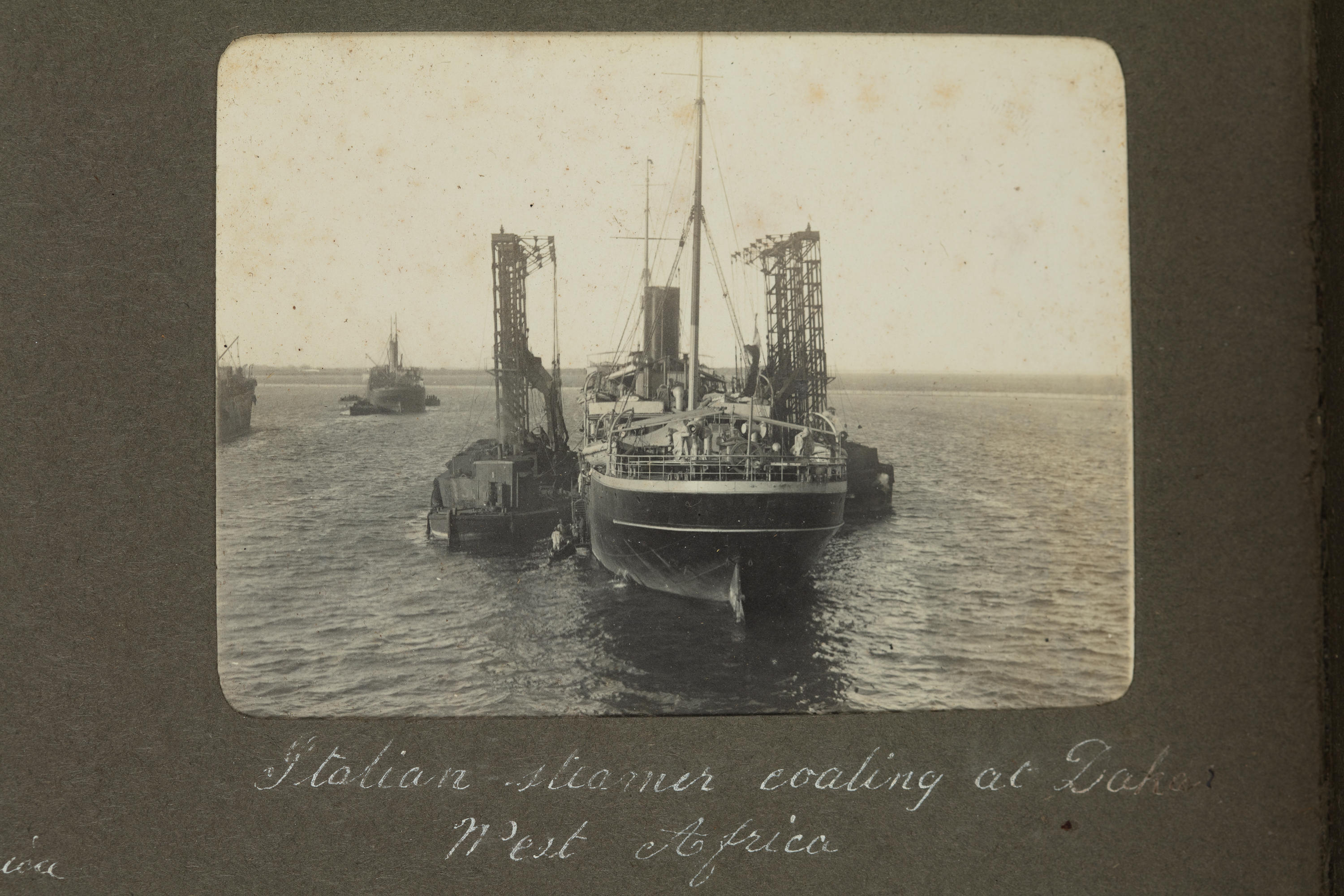 Photograph: Unidentified Italian steamer coaling at Dakar, Senegal ...