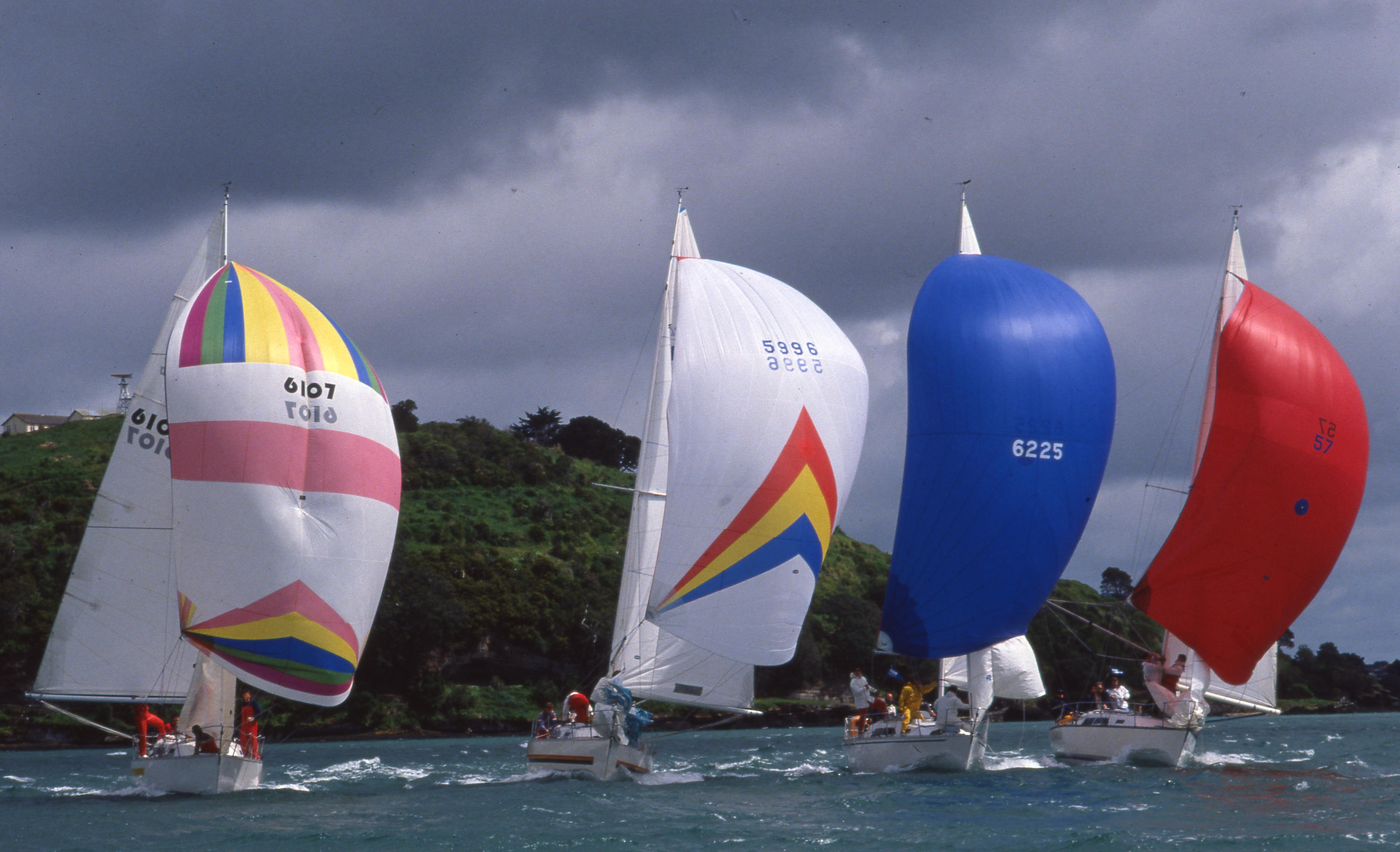 Slide: Yachts sailing in 1987 SORR - New Zealand Maritime Museum