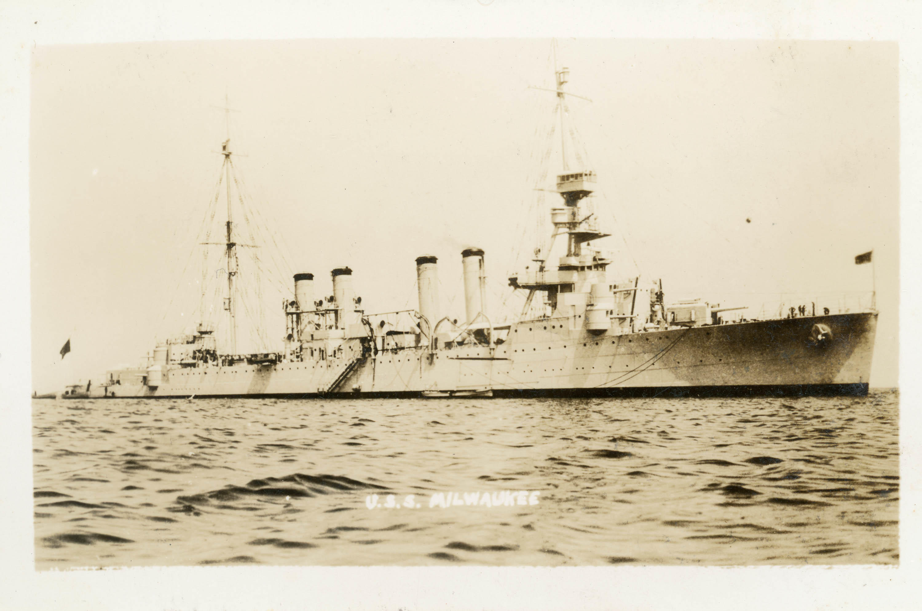 Photograph: USS MILWAUKEE at sea - New Zealand Maritime Museum