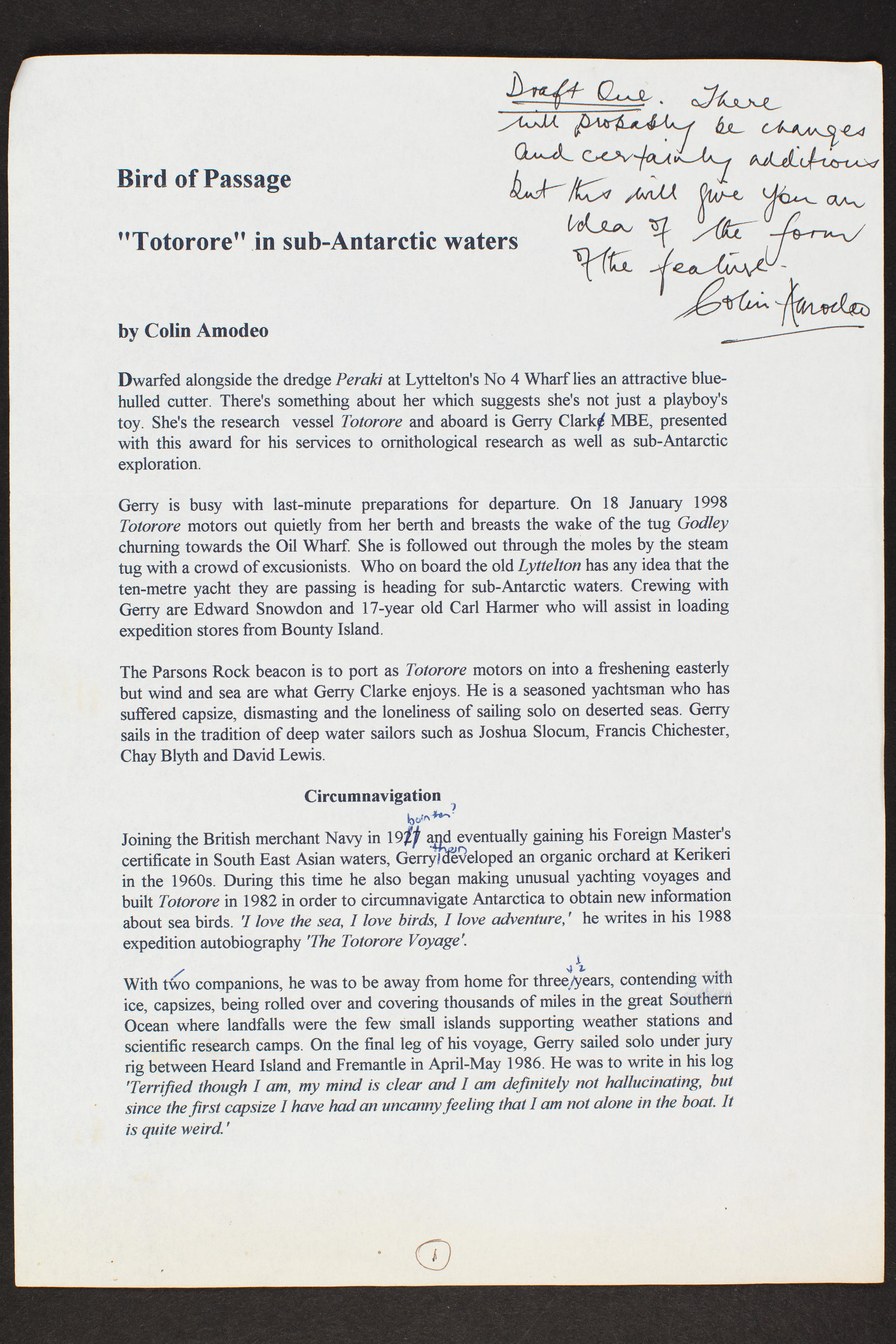 Manuscript: Bird of passage, "Totorore" in sub-Antarctic waters - New ...