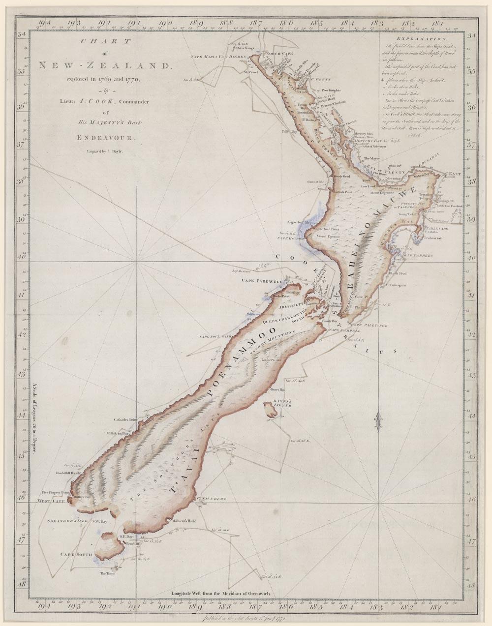 Chart: New Zealand, 1769-70 / James Cook. - New Zealand Maritime Museum