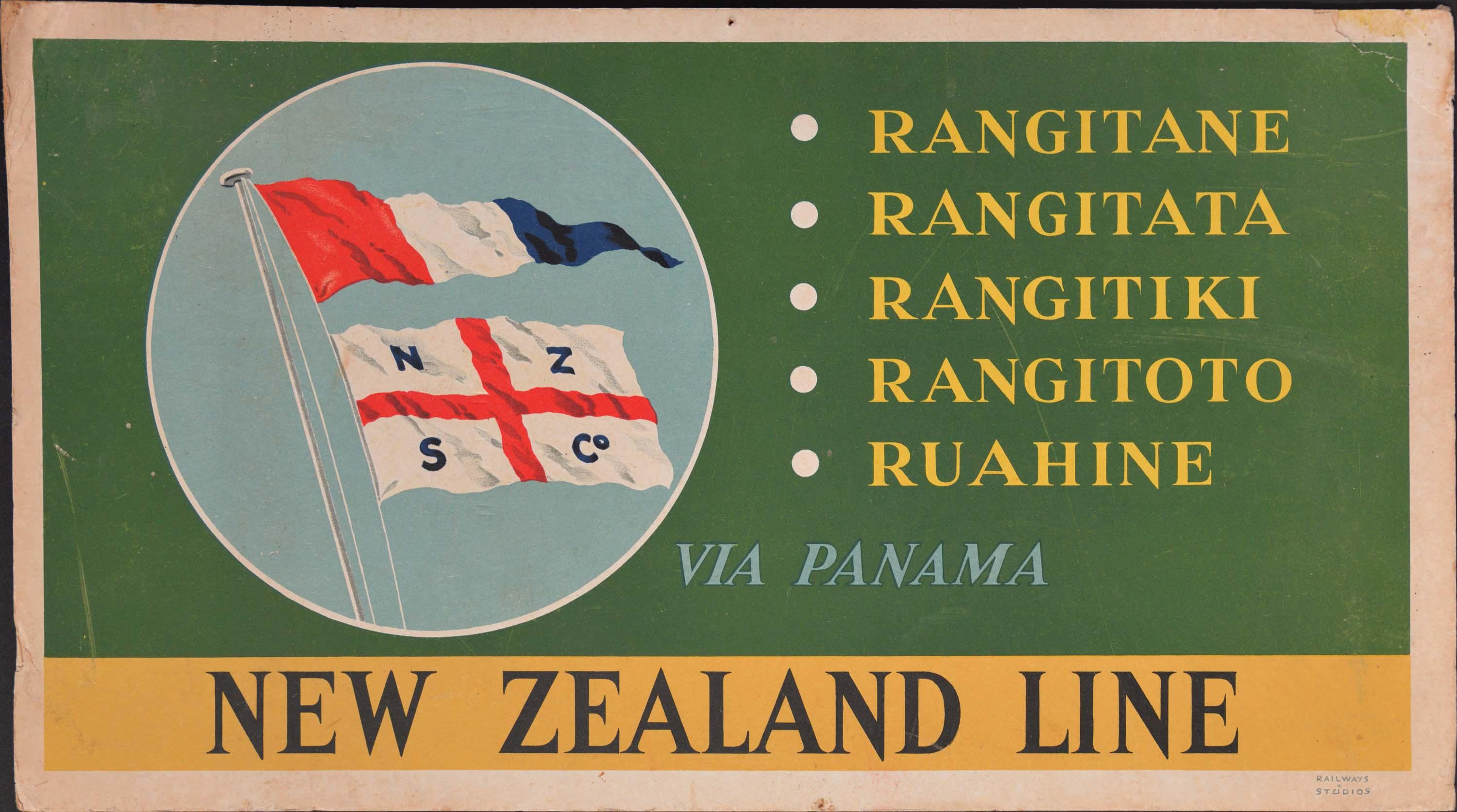 Ephemera: advertising sign, RANGITANE, RANGITATA, RANGITIKI, RANGITOTO ...