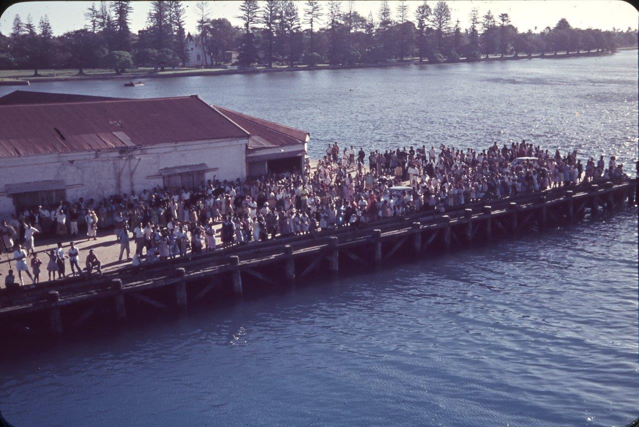 Slide: Crowded wharf - New Zealand Maritime Museum