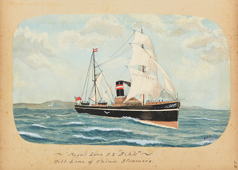 Painting: Mogul Line S.S. "SIHK" (sic) Gibb Line of China Steamers ...