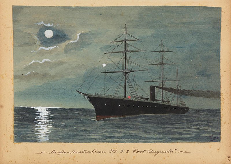 Painting: Anglo-Australian Co's. S.S. "PORT AUGUSTA" - New Zealand ...
