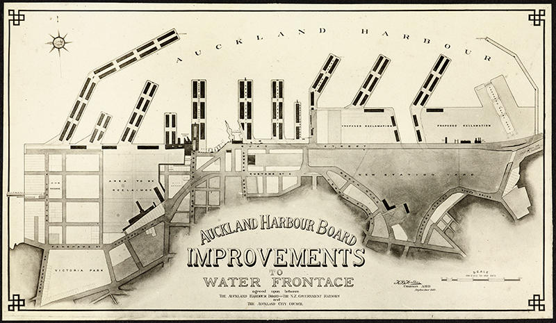 Photograph: Auckland Harbour Board Improvements Scheme Diagram showing ...