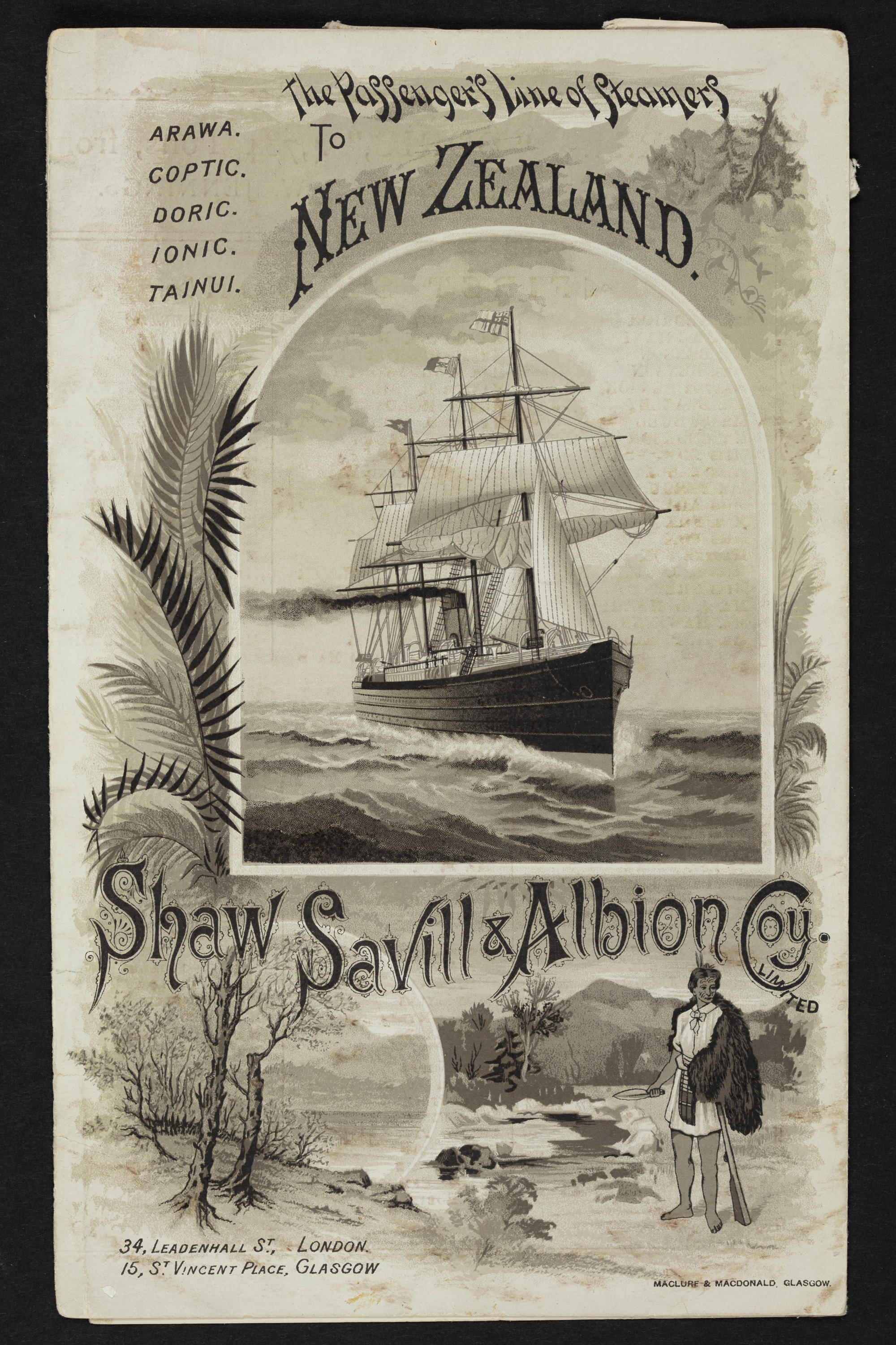 Ephemera: Shaw Savill Albion Coy passenger list, RMS DORIC (1883), Sep ...