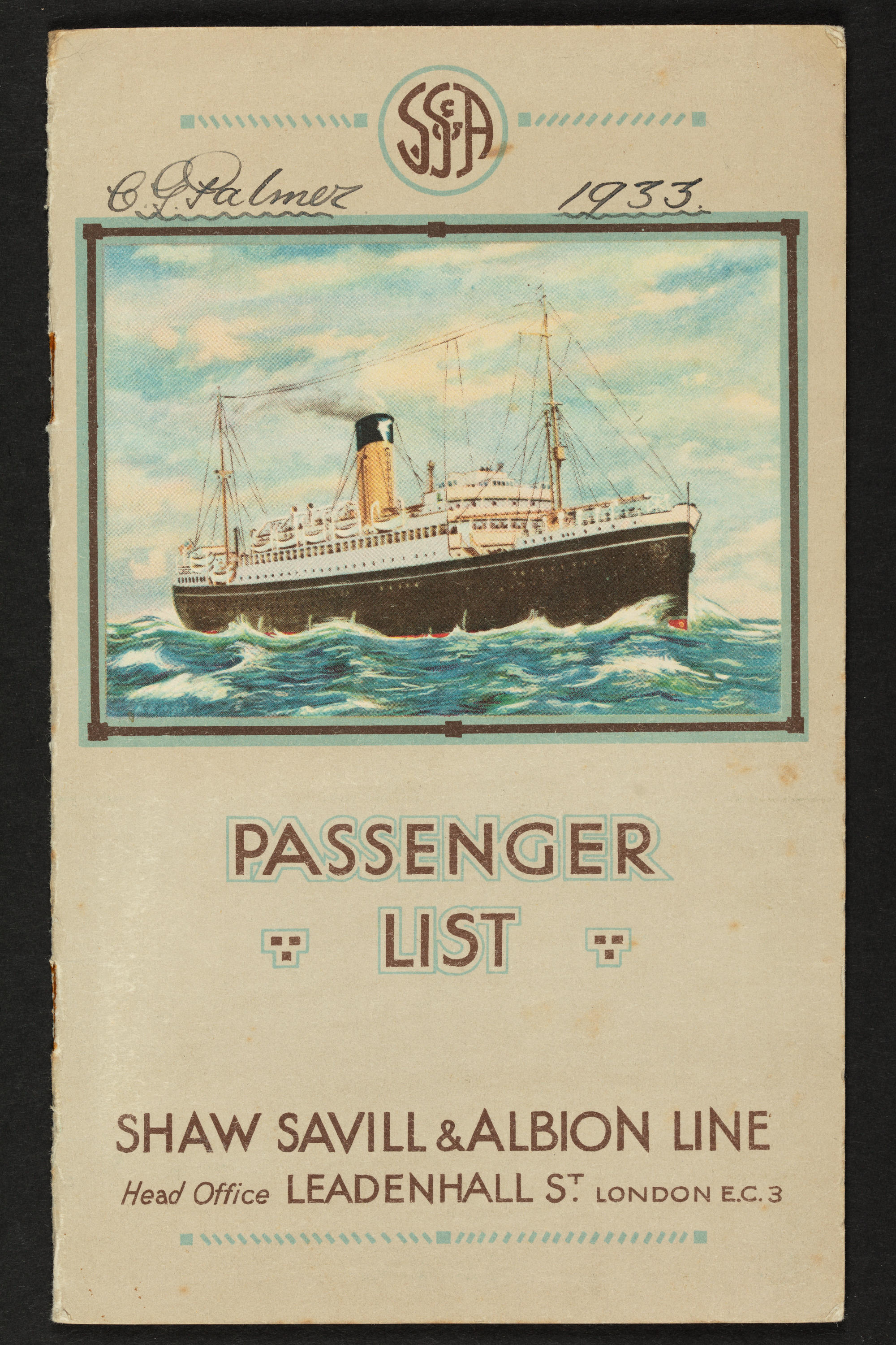 Ephemera: Shaw Savill & Albion Line passenger list RMS TAINUI (1908 ...