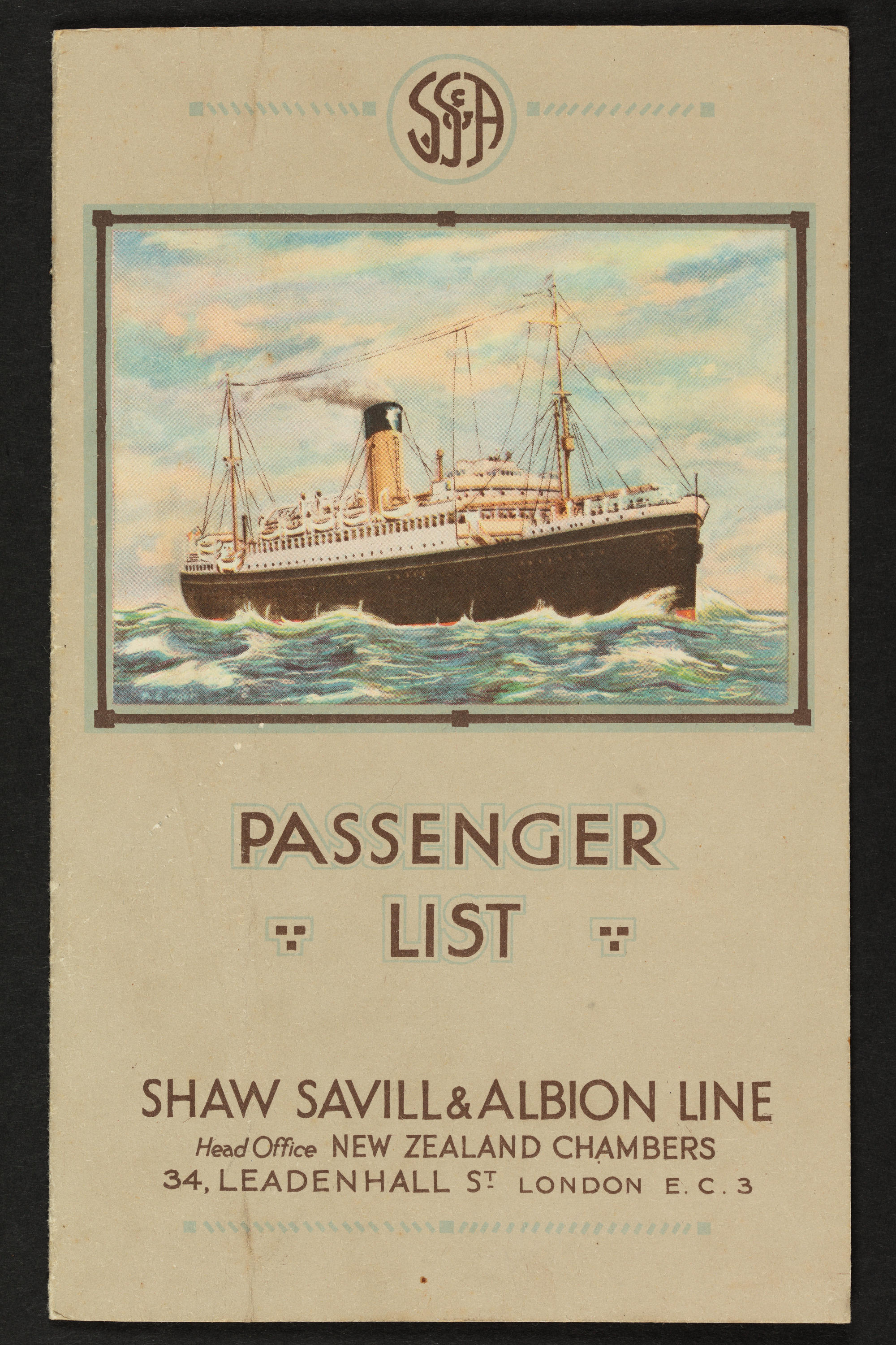 Ephemera: Shaw Savill & Albion Line passenger list RMS TAMAROA (1921 ...