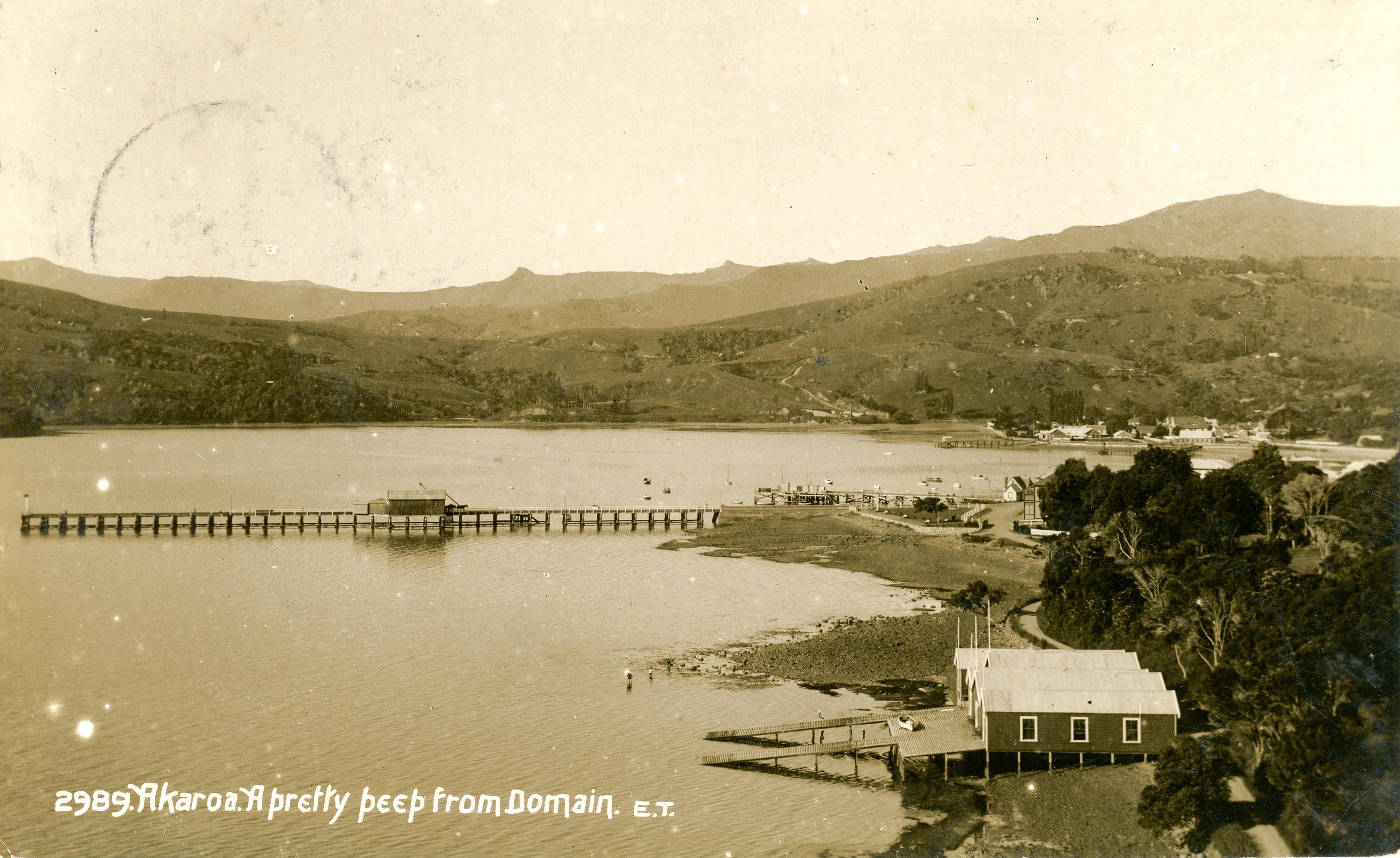 Postcard: Akaroa, A Pretty Peep from Domain - New Zealand Maritime Museum