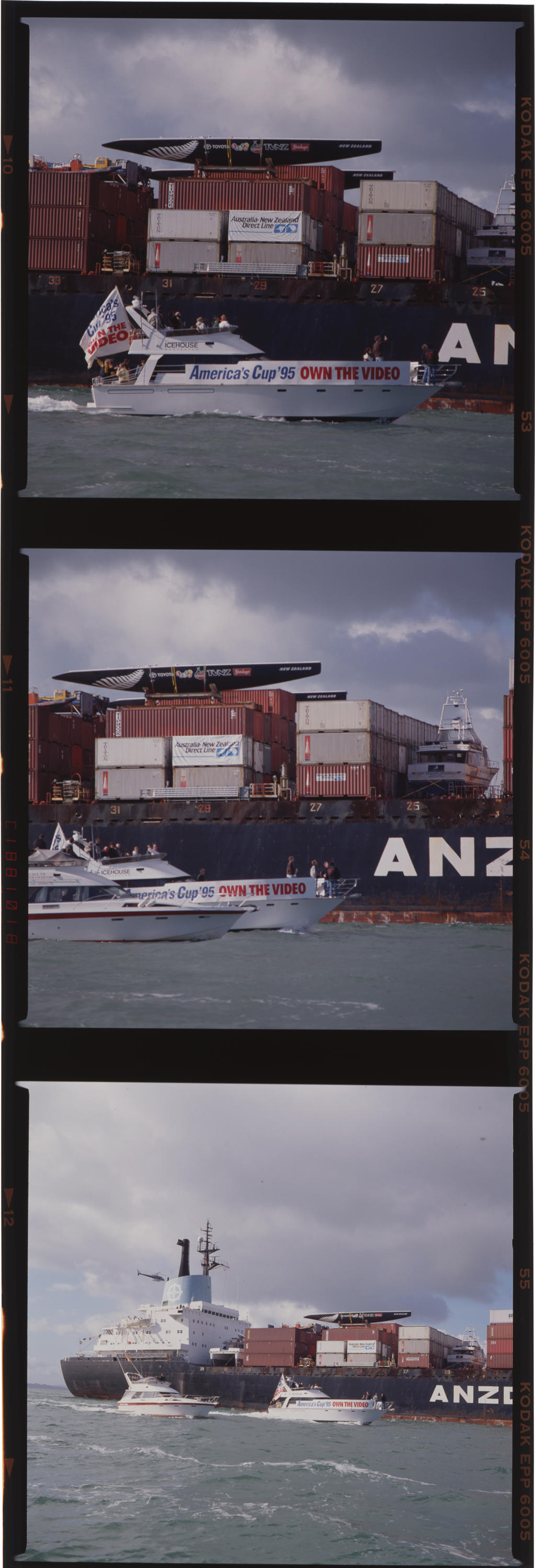 Slide film: Three colour images of NZL 32 (1995) on ANZDL container ...