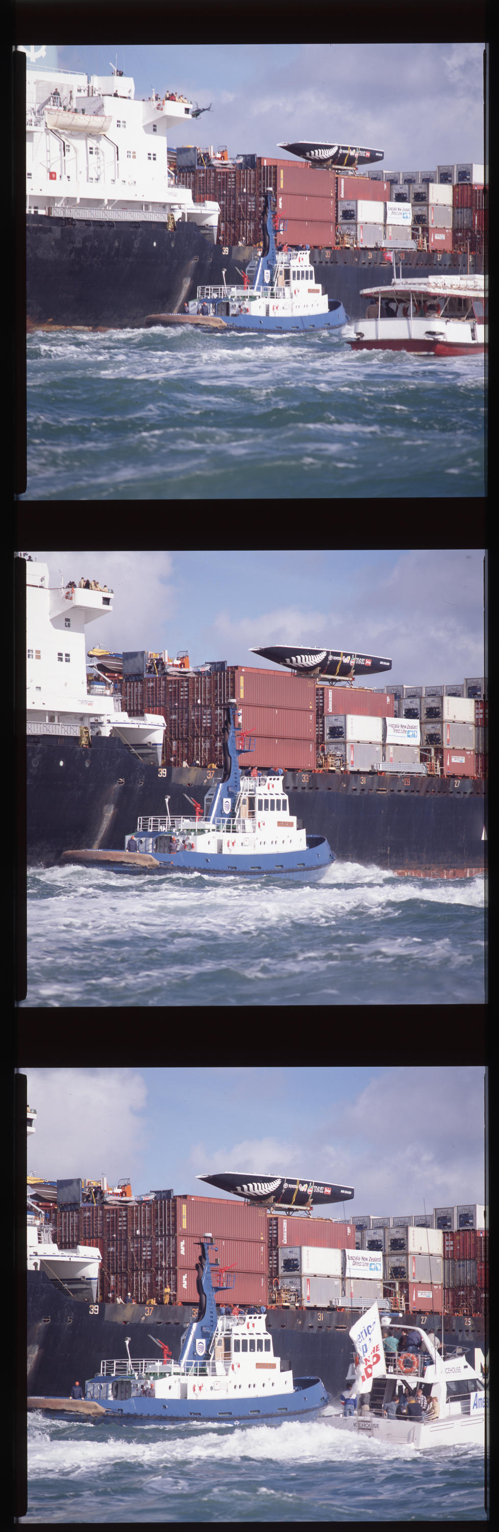 Slide film: Three colour images of NZL 32 (1995) on ANZDL container ...