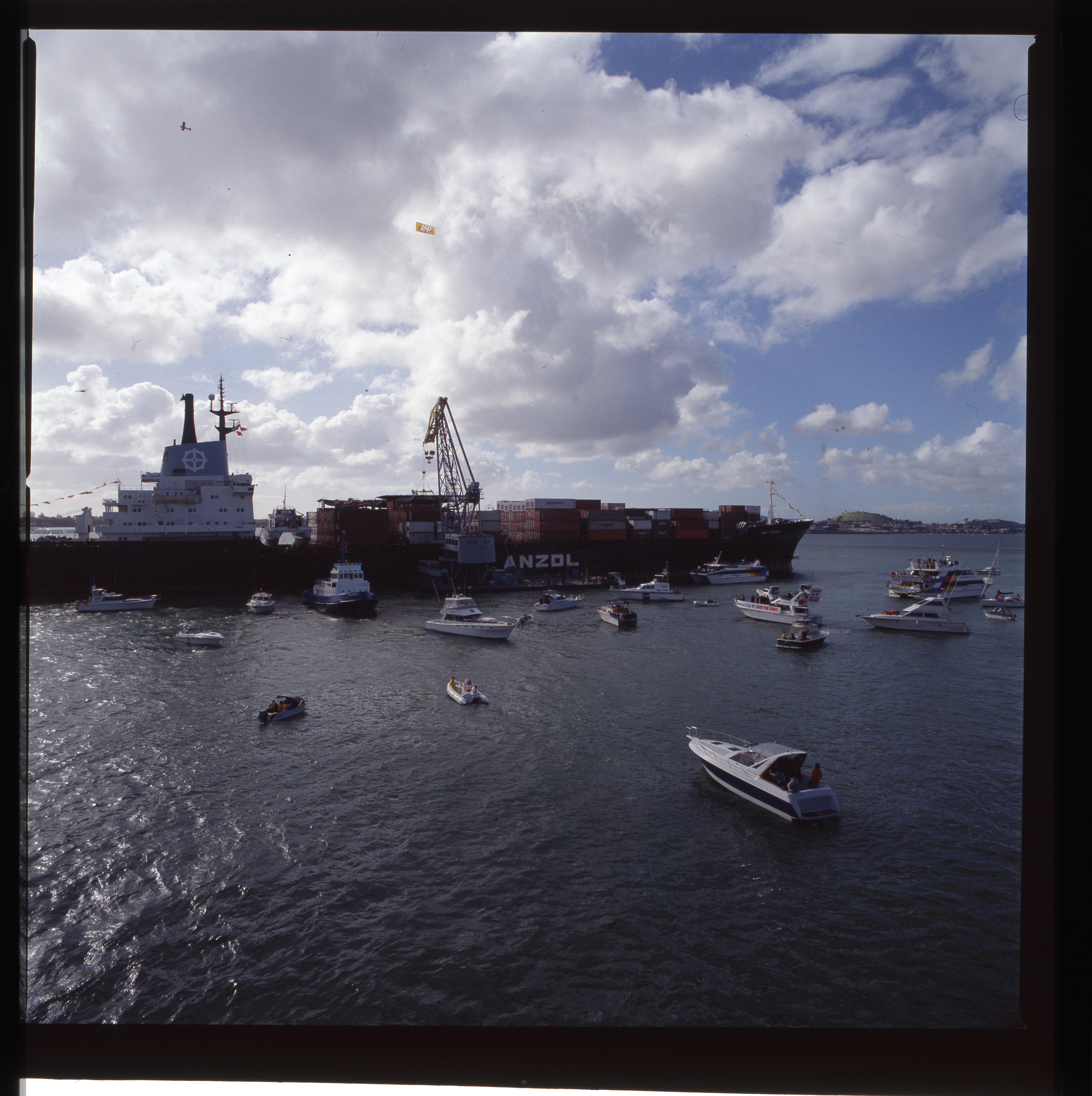 Slide film: Colour image of NZL 32 (1995) being lifted by HIKINUI (1962 ...