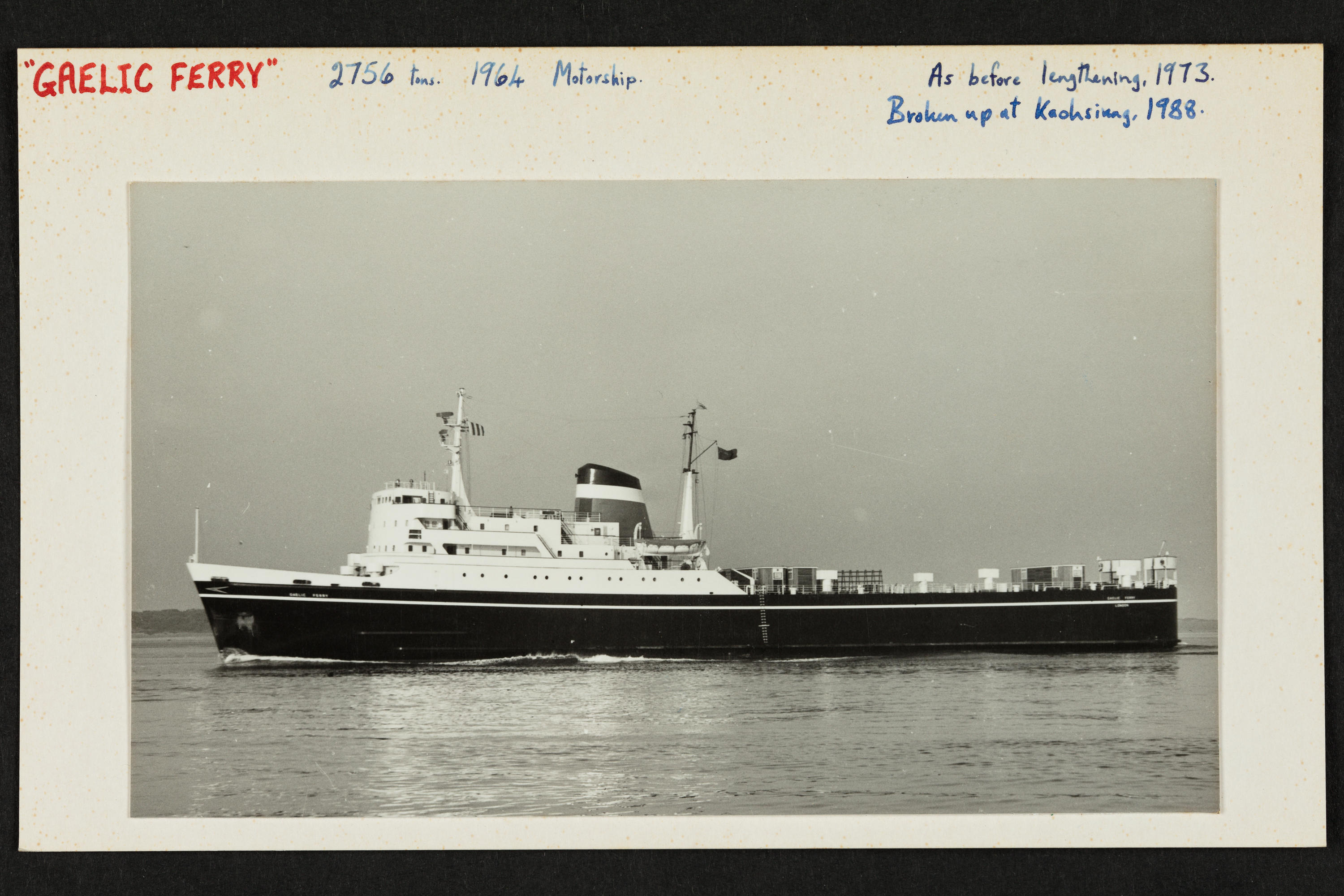 Index card - New Zealand Maritime Museum