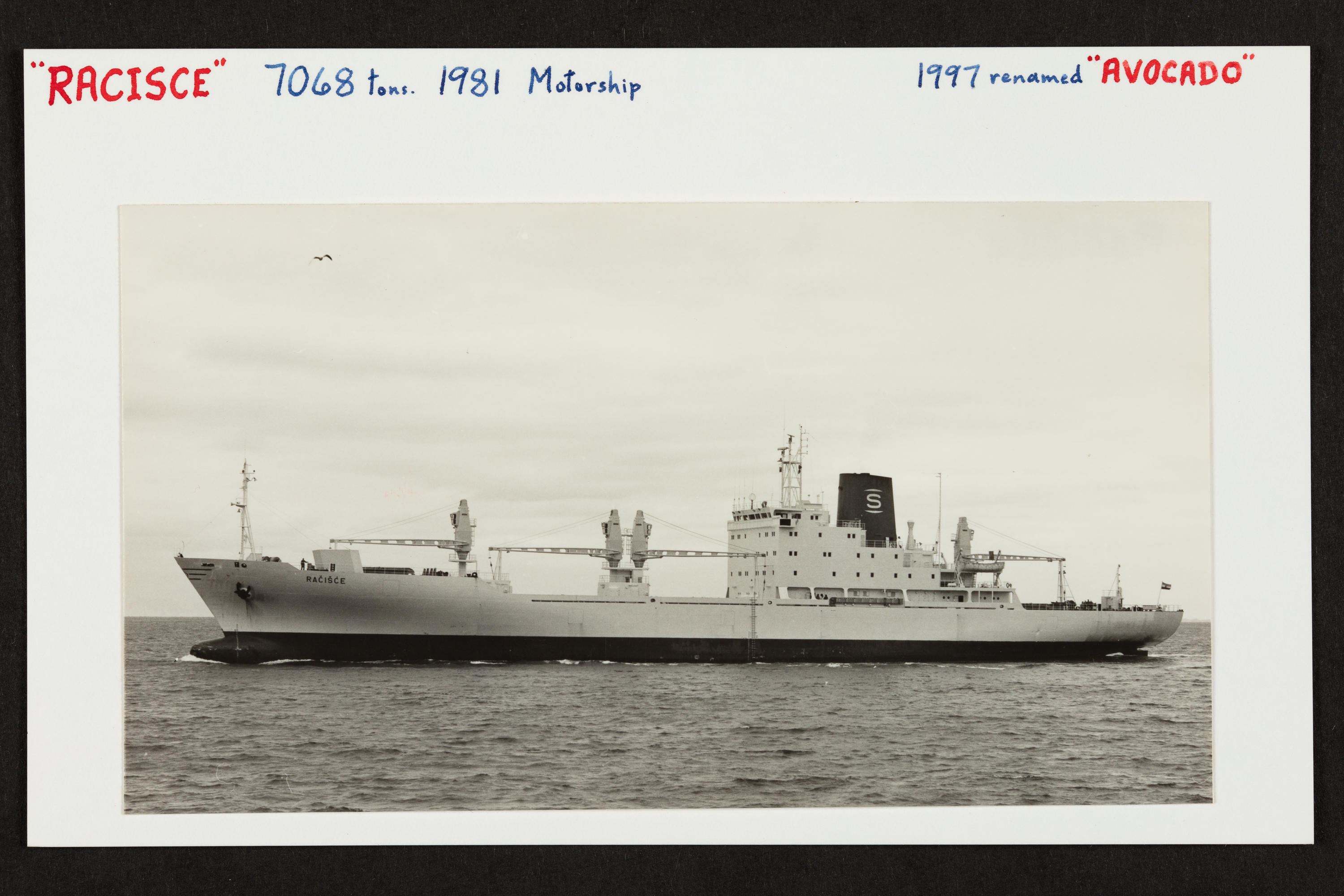 Index card - New Zealand Maritime Museum