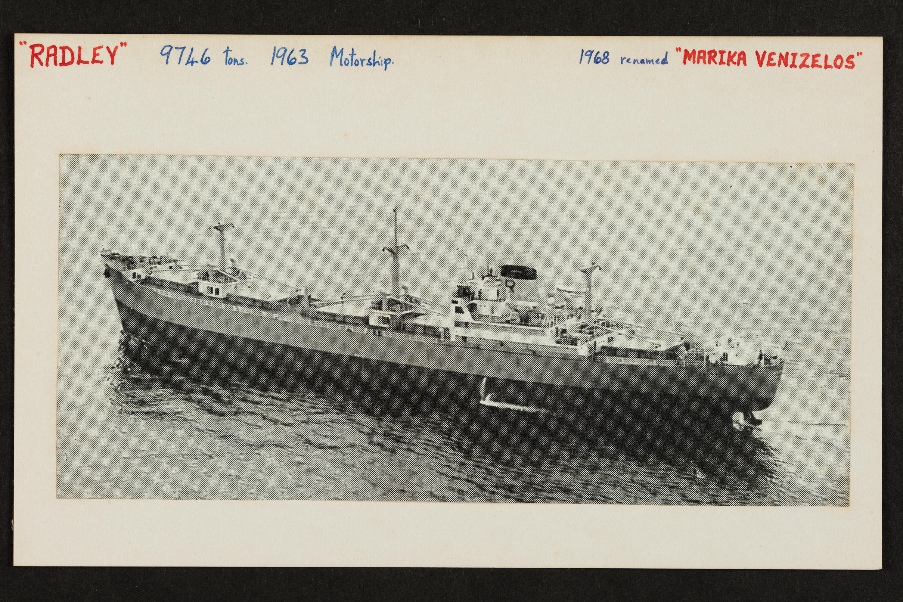 Index card - New Zealand Maritime Museum