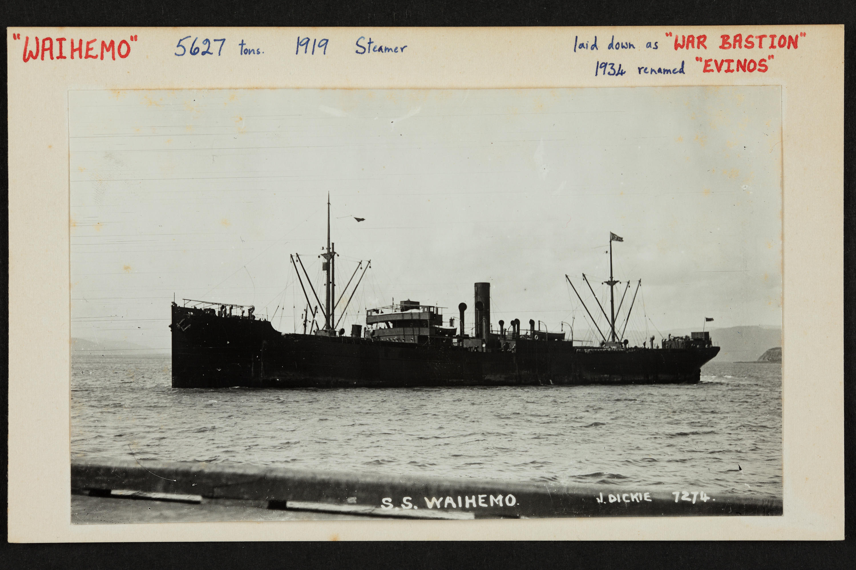 Index card - New Zealand Maritime Museum