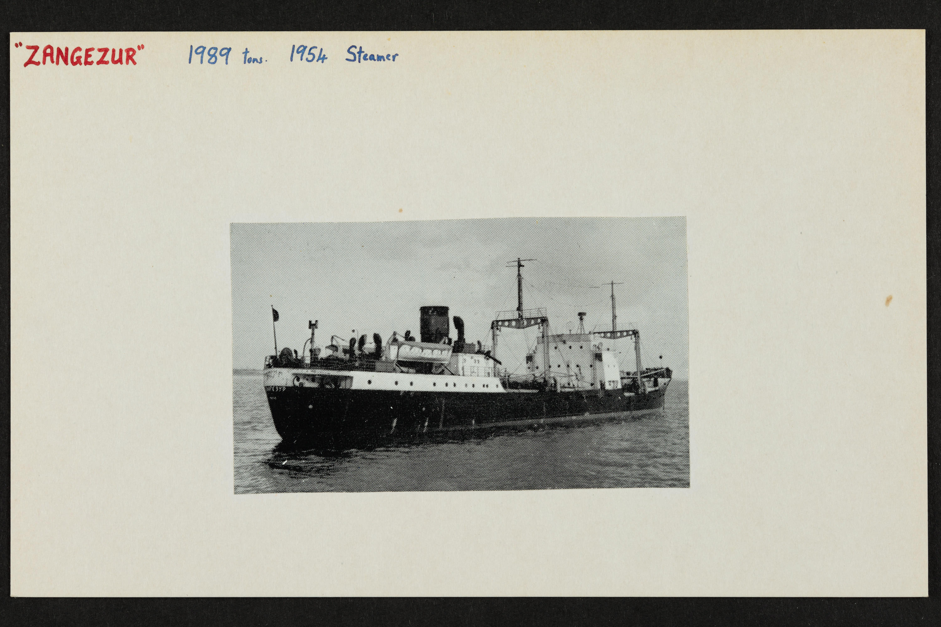 Index card - New Zealand Maritime Museum
