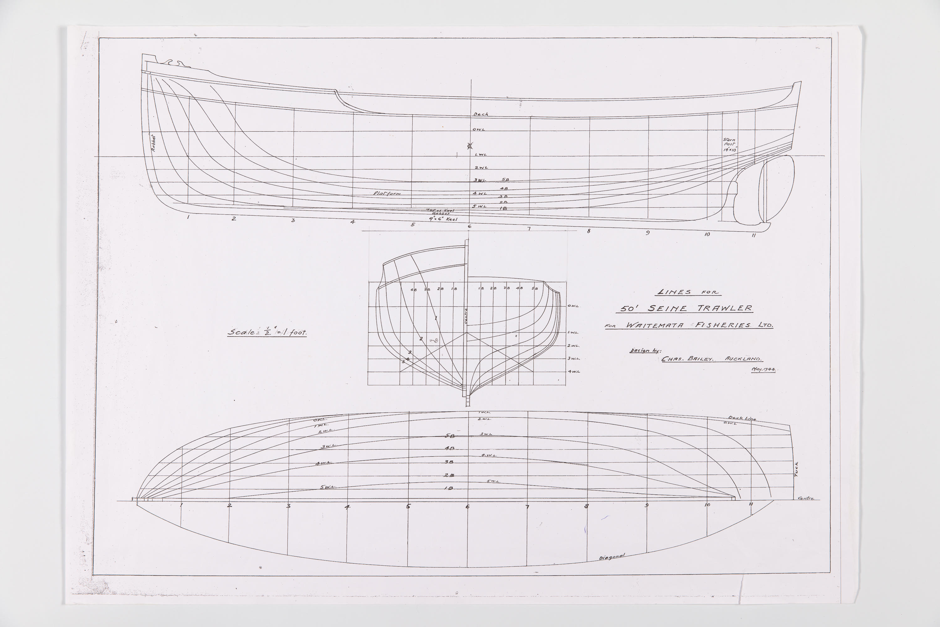 Plan: Lines for 50' Seine Trawler for Waitematā Fisheries Ltd. - New ...