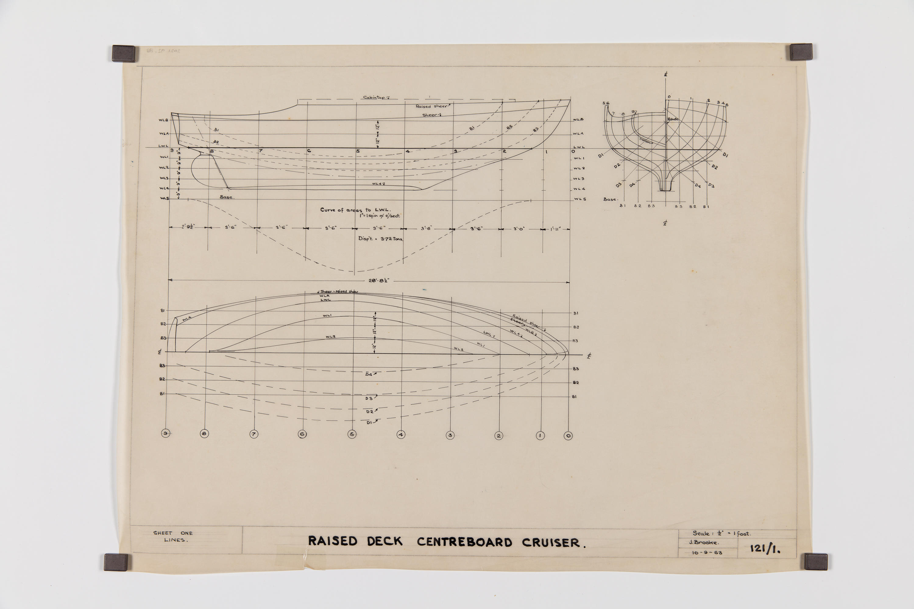 Plan: Raised deck centreboard cruiser - New Zealand Maritime Museum