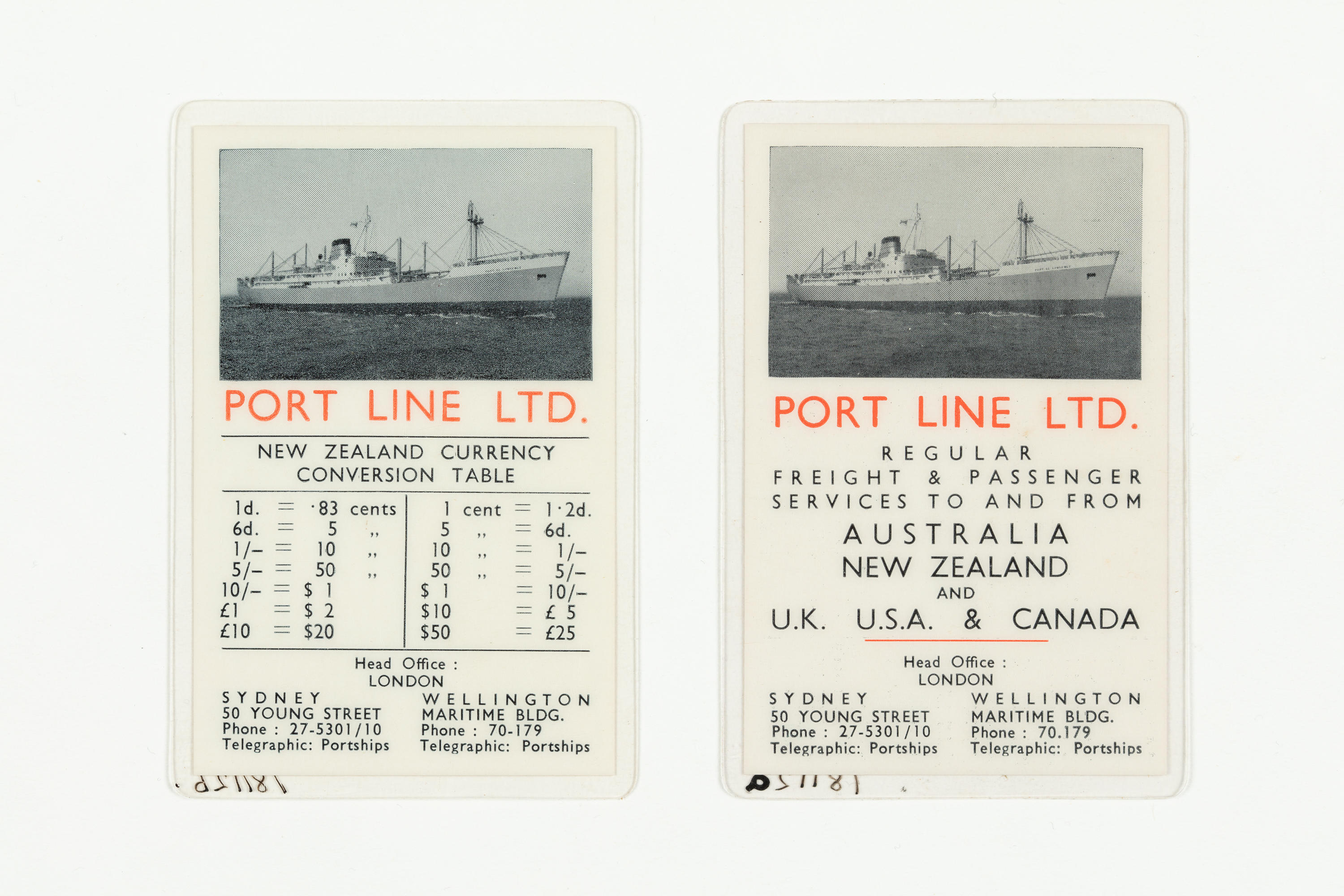 Pocket calendars: Port Line - New Zealand Maritime Museum